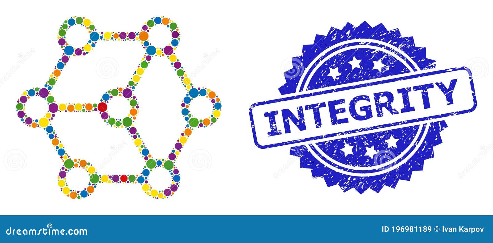 Scratched Integrity Stamp Seal and Colored Collage Blockchain Stock ...