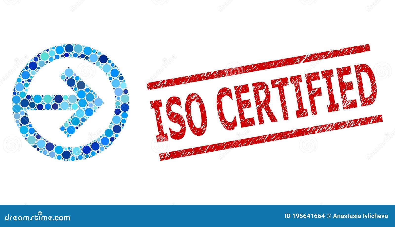 Scratched ISO Certified Stamp Print and Direction Right Collage of ...