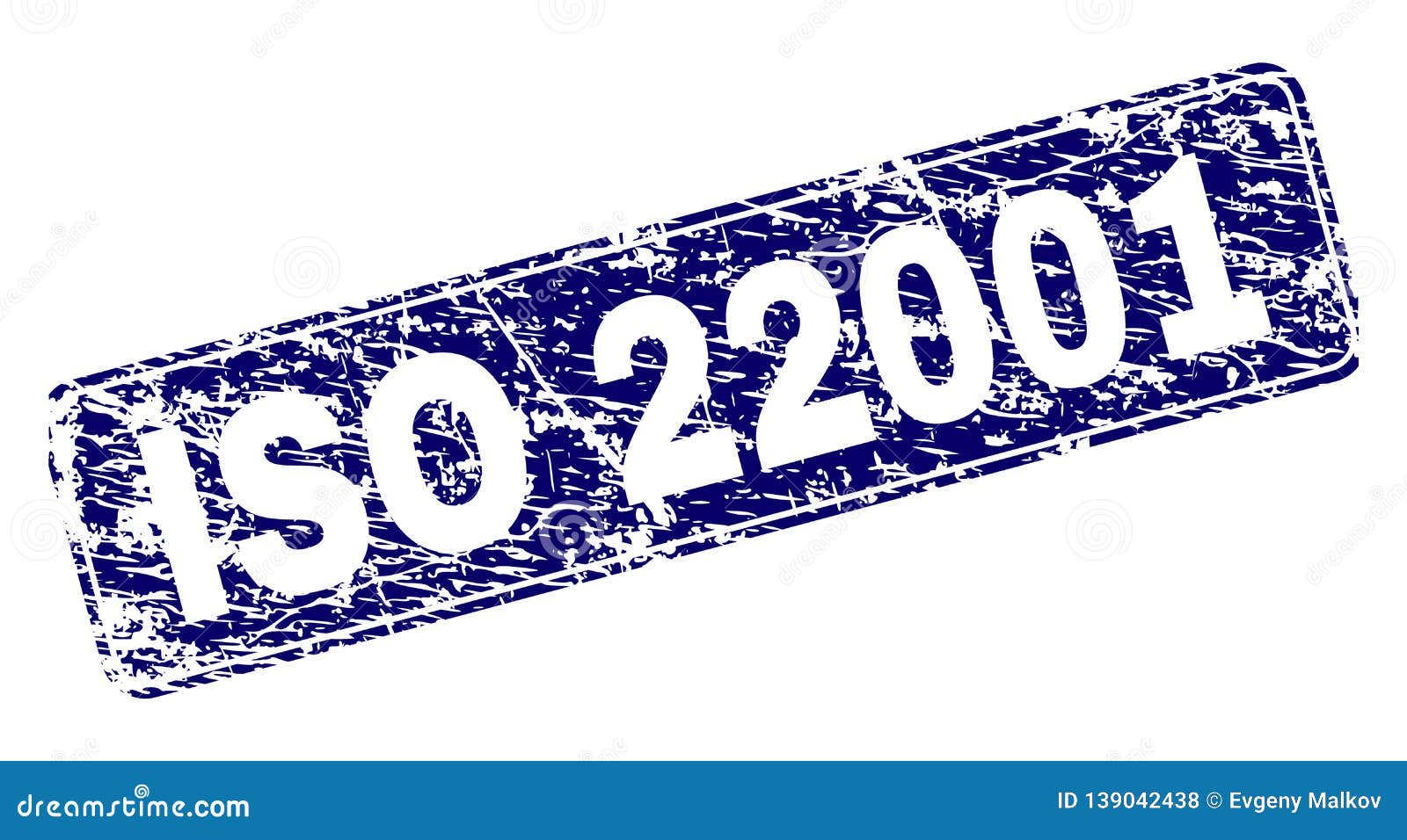 Scratched ISO 22001 Framed Rounded Rectangle Stamp Stock Vector ...