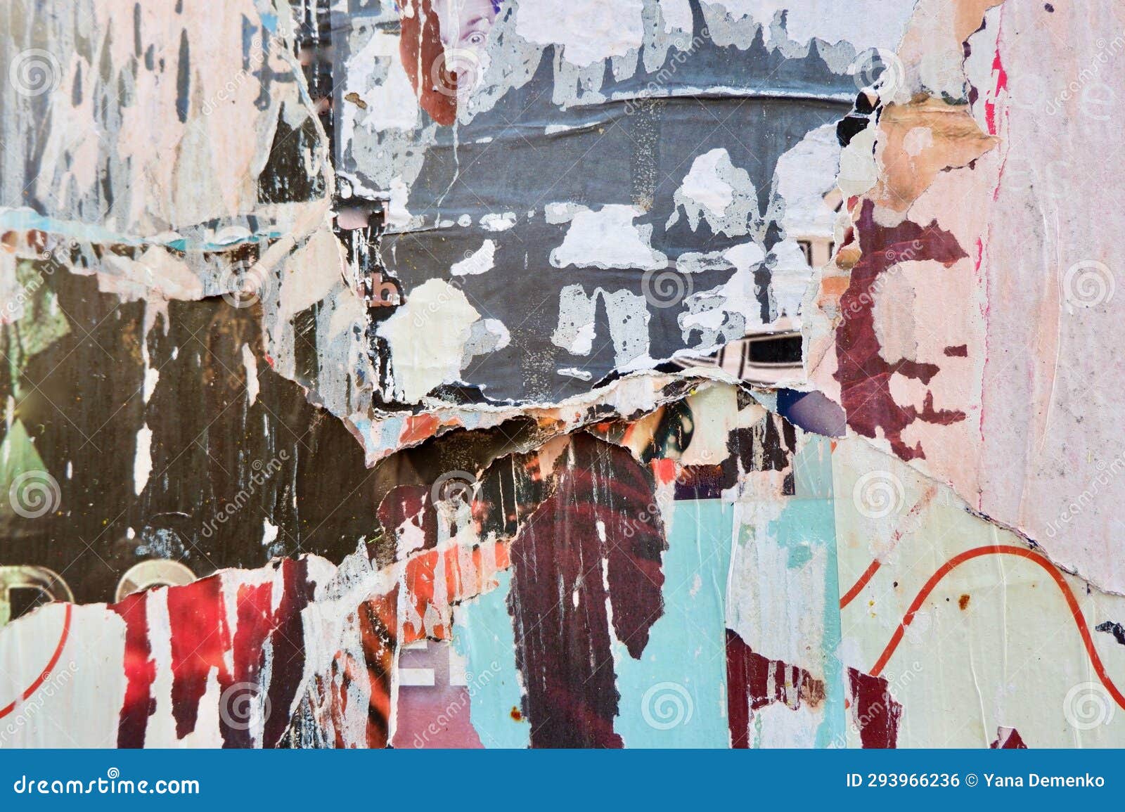 Scratched Layers of Posters and Placards on a Street Wall As a ...