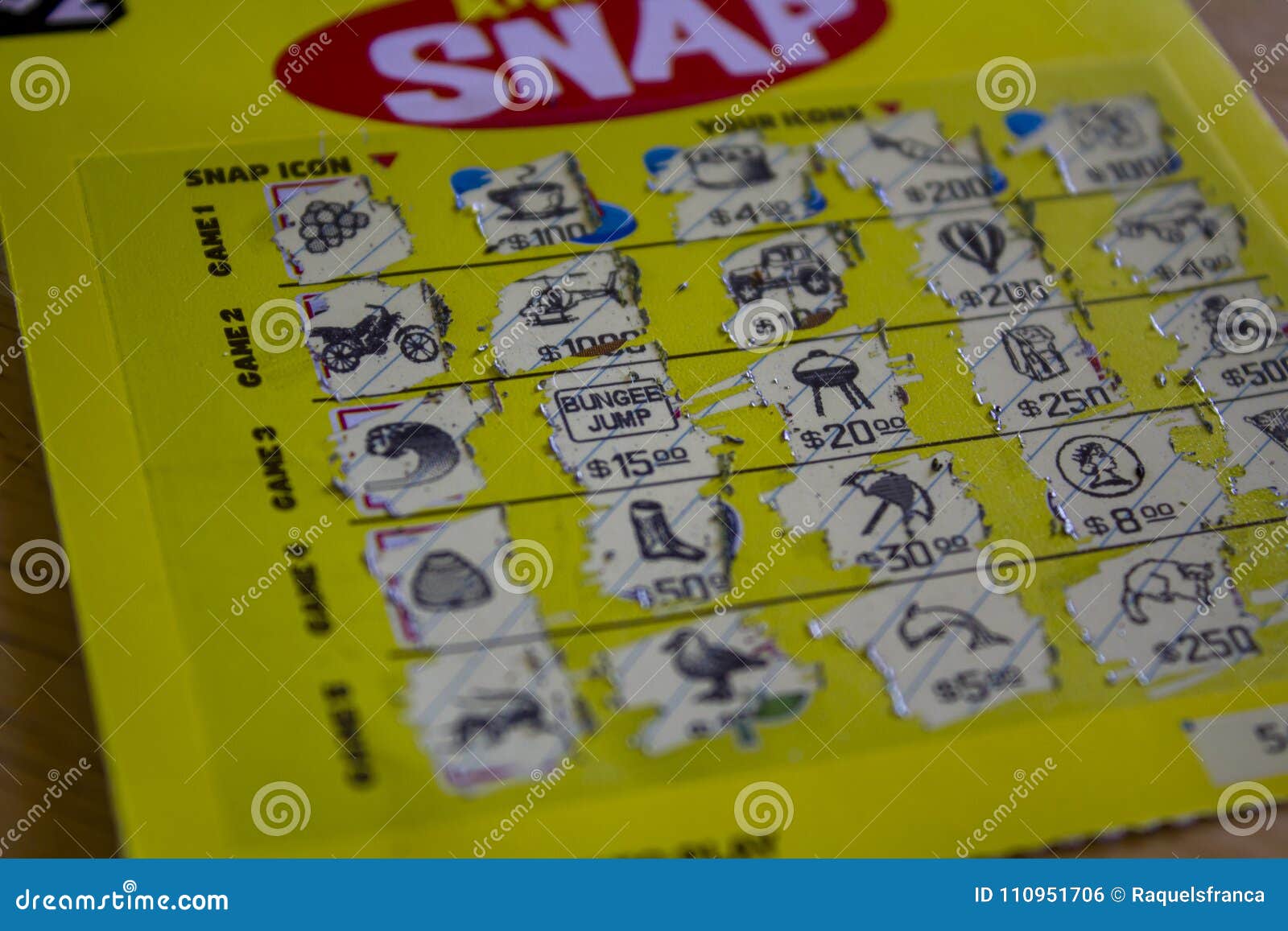 Scratched Lottery Ticket editorial photo. Image of scrape - 110951706