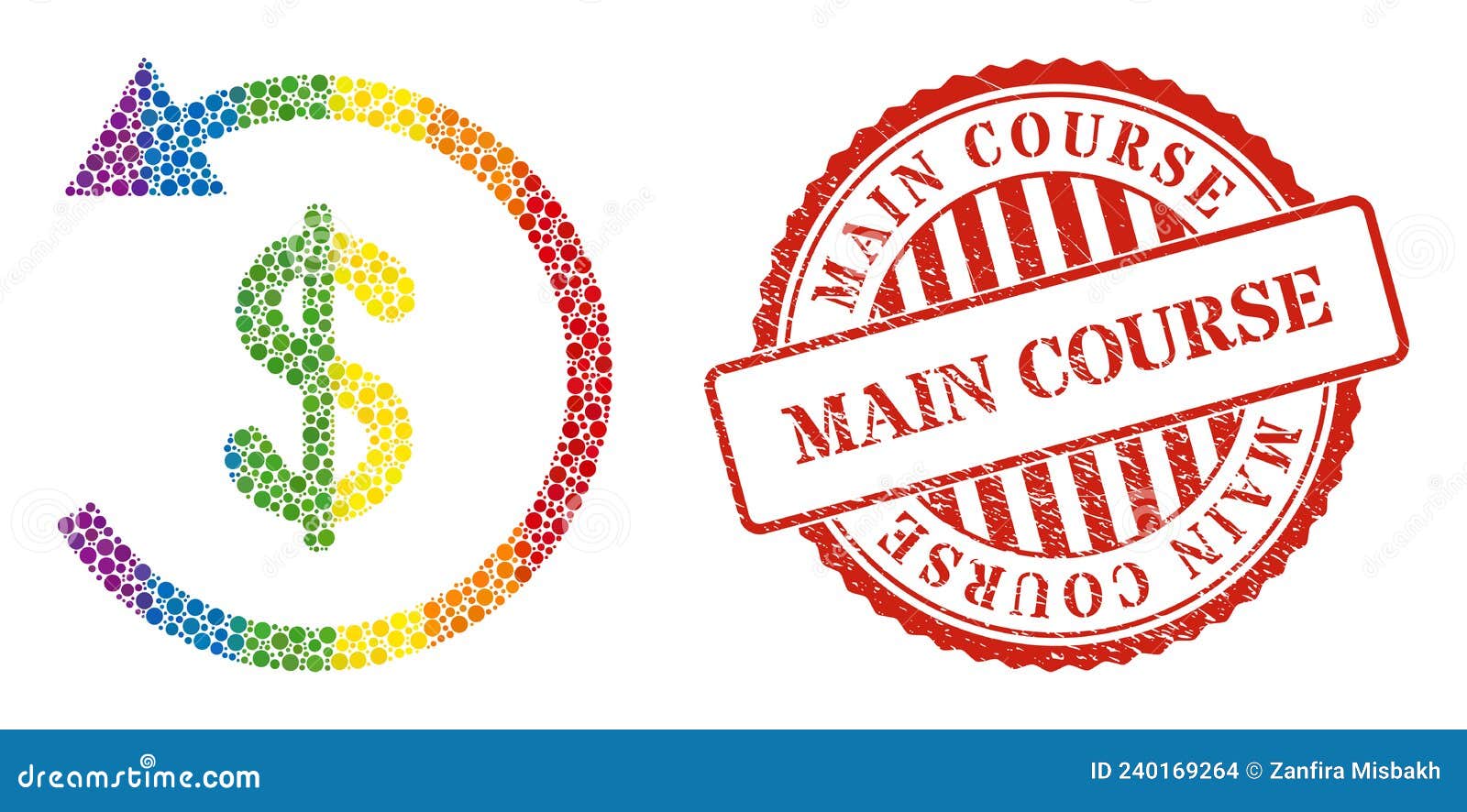 Scratched Main Course Stamp and Spectrum Chargeback Collage Icon of ...