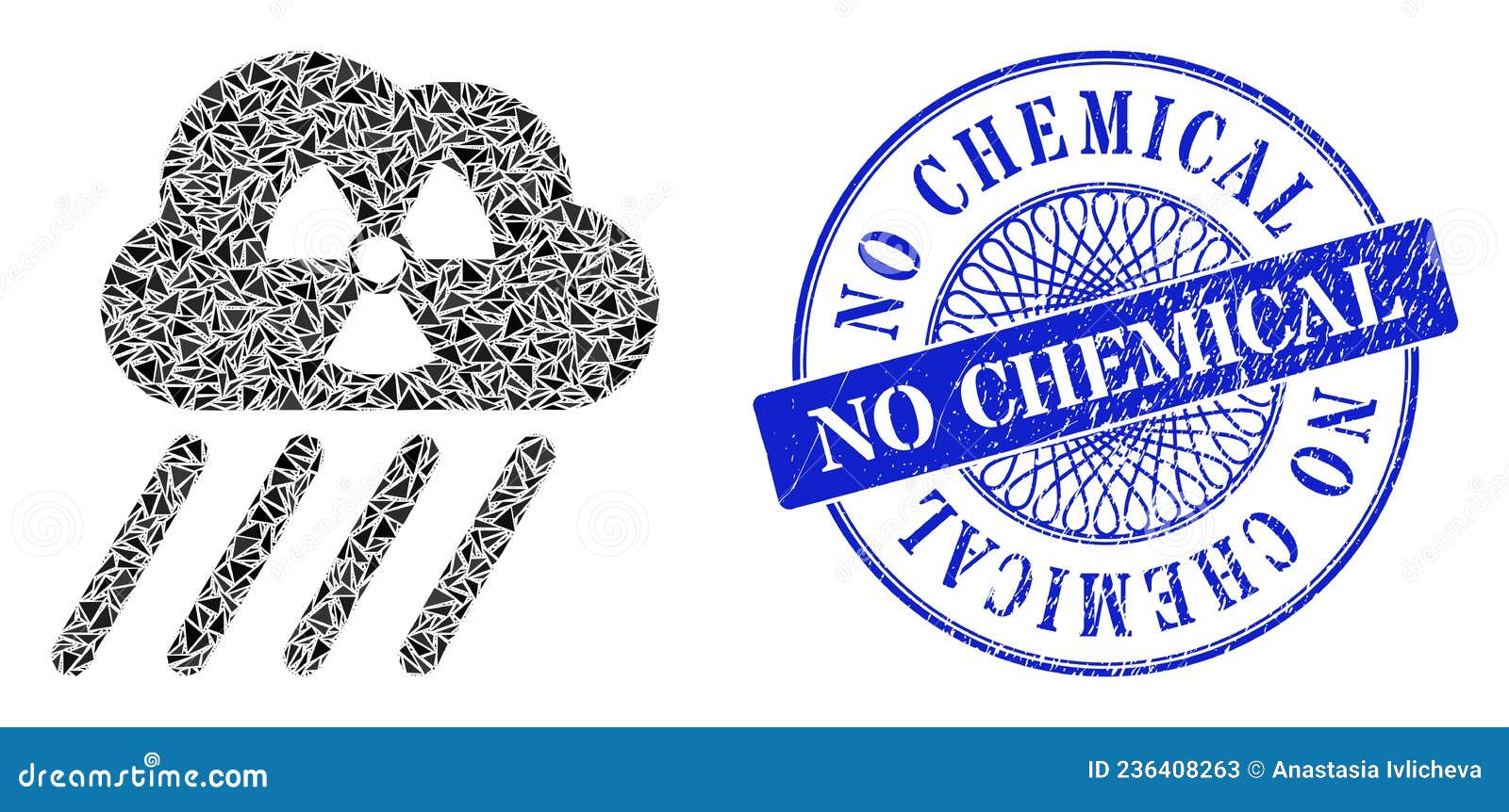 Scratched No Chemical Seal and Triangle Radioactive Rain Mosaic Stock ... Scratched No Chemical Seal and Triangle Radioactive Rain Mosaic Stock ...