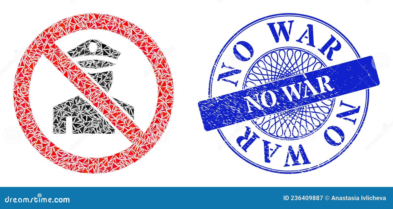 Scratched No War Stamp Seal and Triangle Stop Policeman Mosaic Stock ... Scratched No War Stamp Seal and Triangle Stop Policeman Mosaic Stock ...