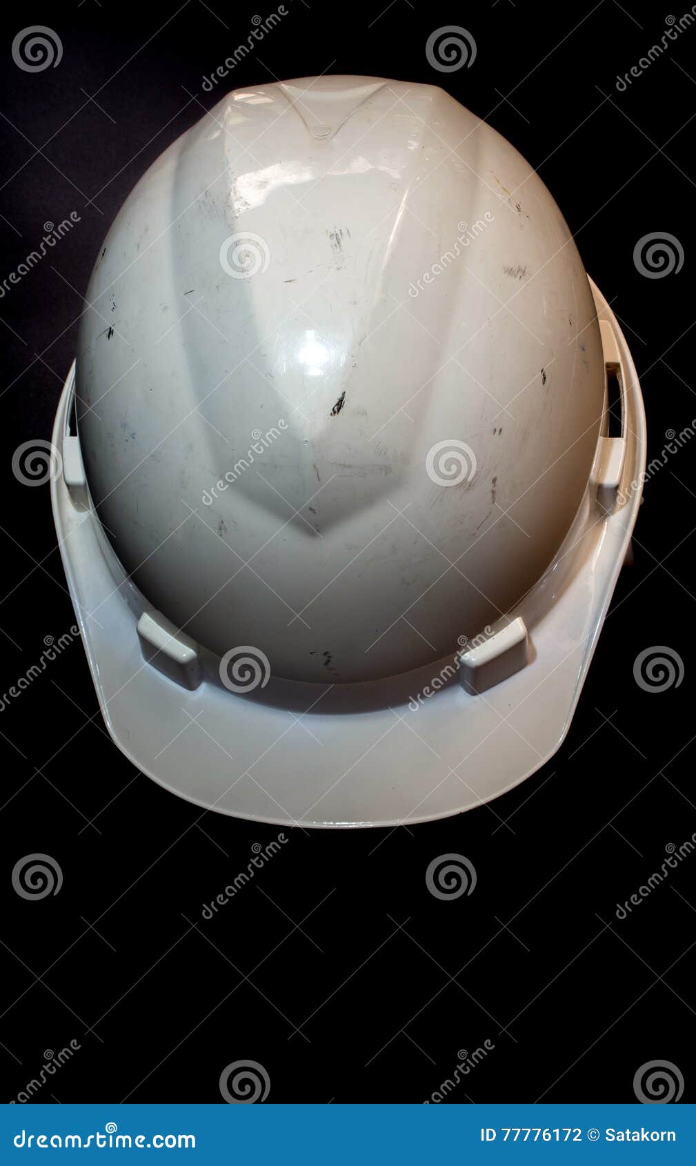 Scratched on the Old Safety Helmet Stock Photo - Image of white, steel ...