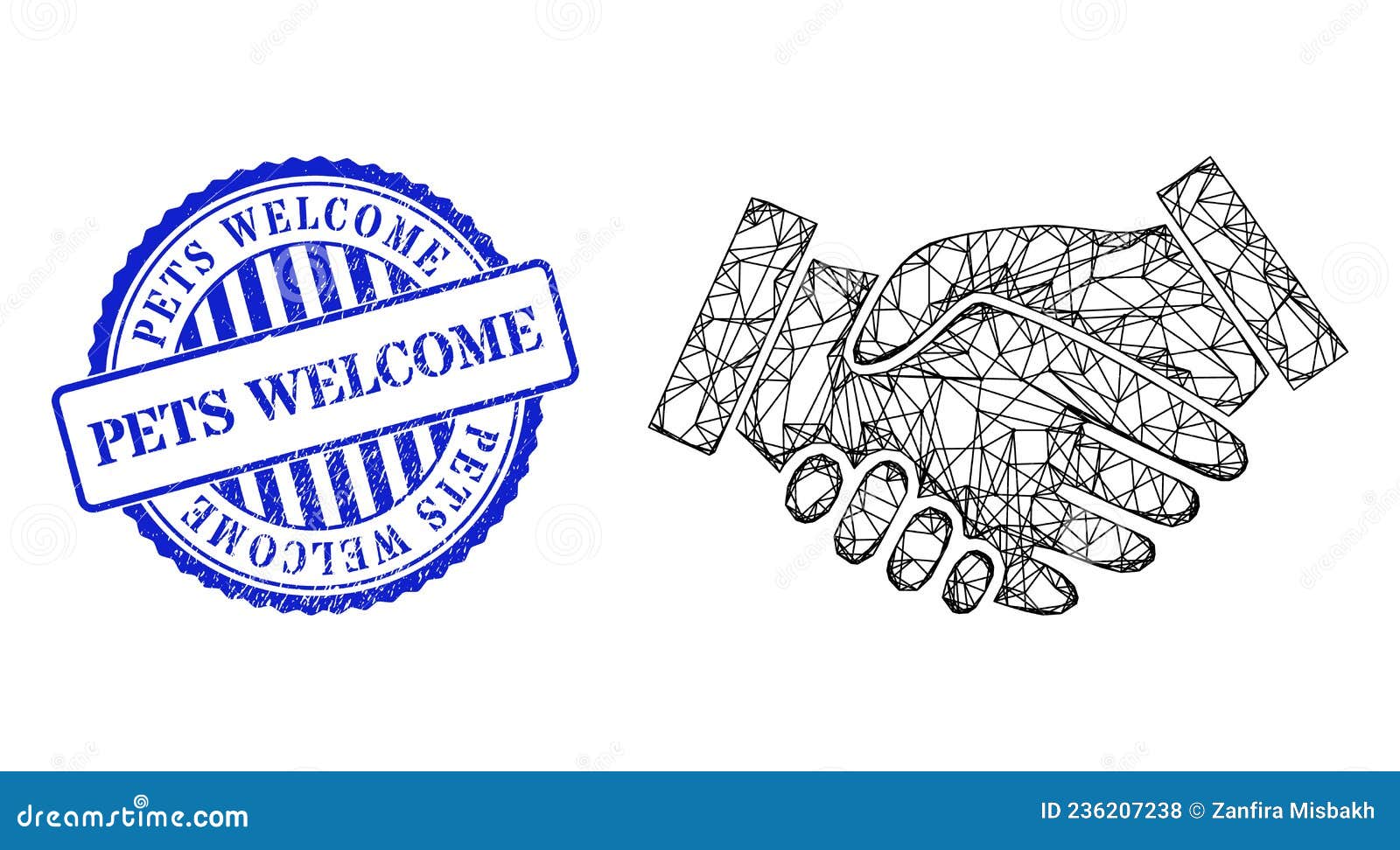Scratched Pets Welcome Badge and Network Handshake Web Mesh Stock ...