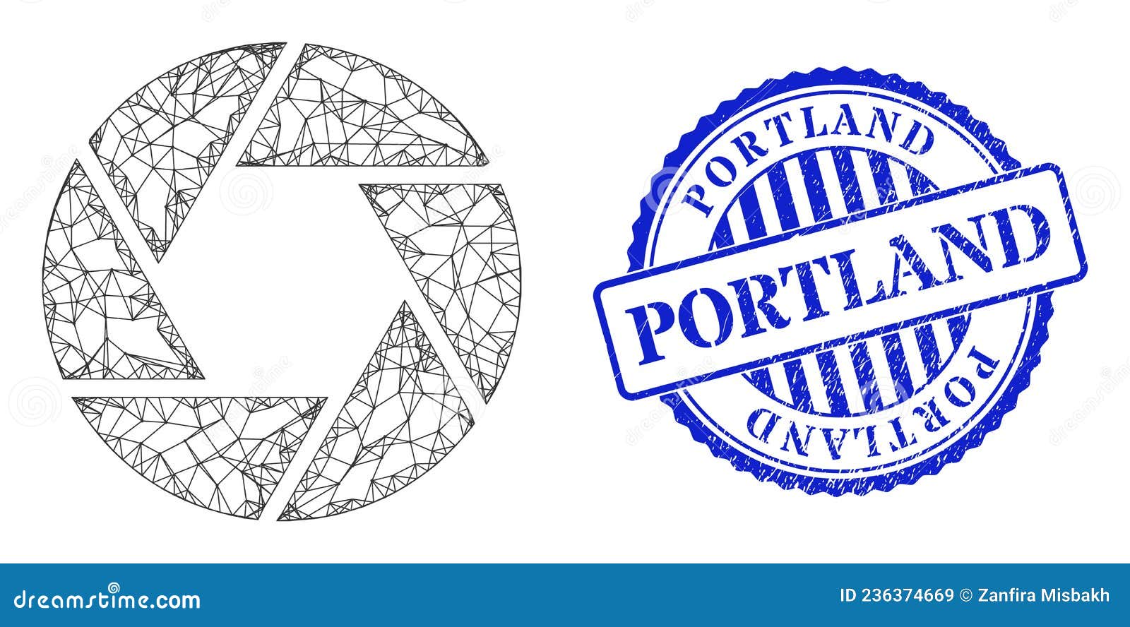 Scratched Portland Stamp and Hatched Shutter Mesh Stock Vector ...
