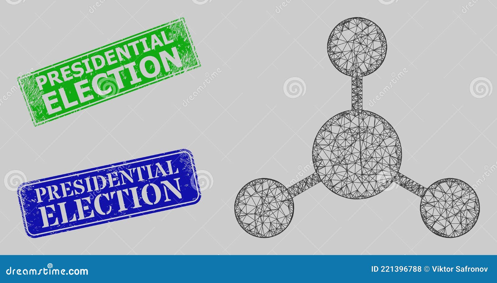 Scratched Presidential Election Stamp Imitations and Hatched Node Links ...