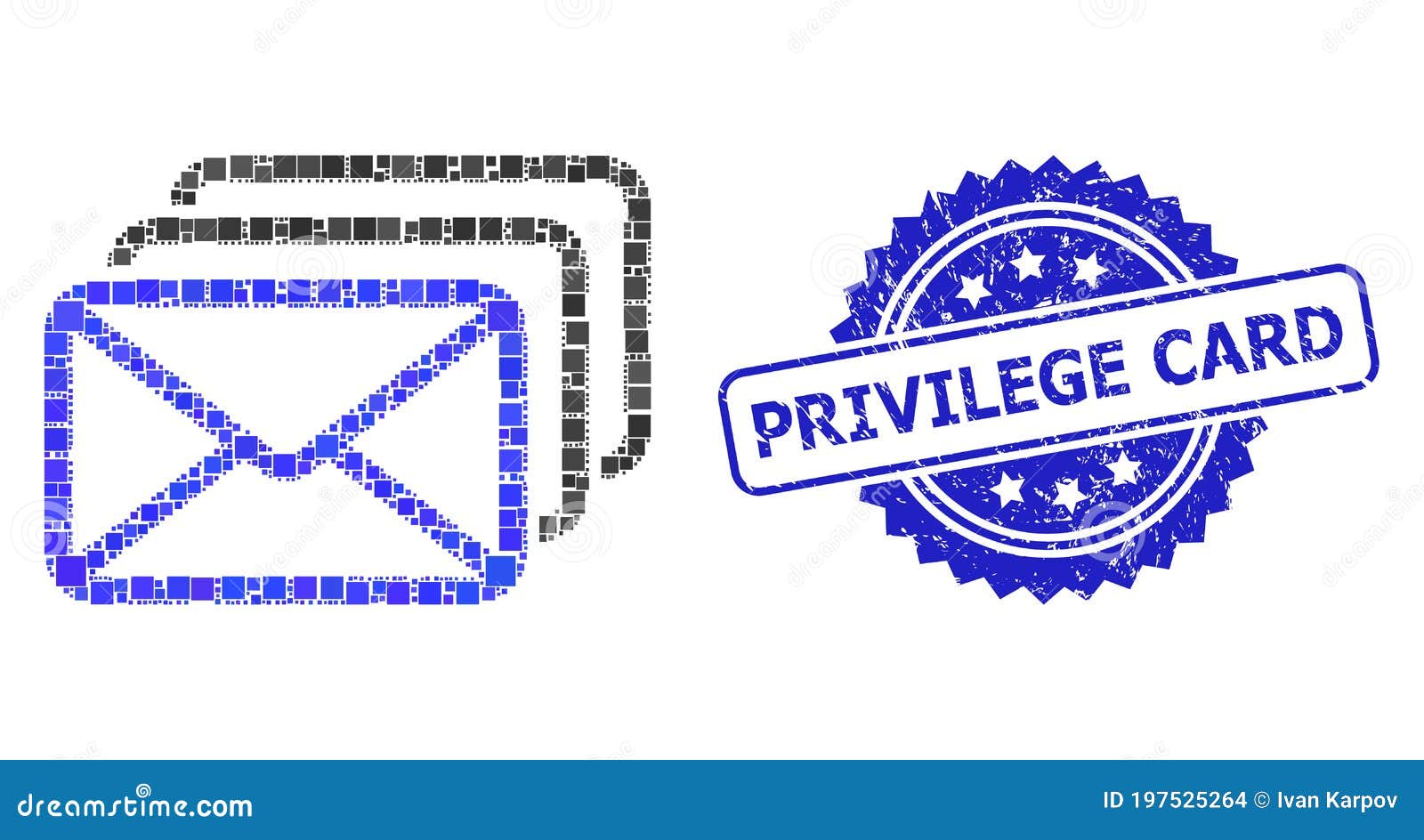 Scratched Privilege Card Stamp and Square Dot Mosaic Mail Queue Stock ...