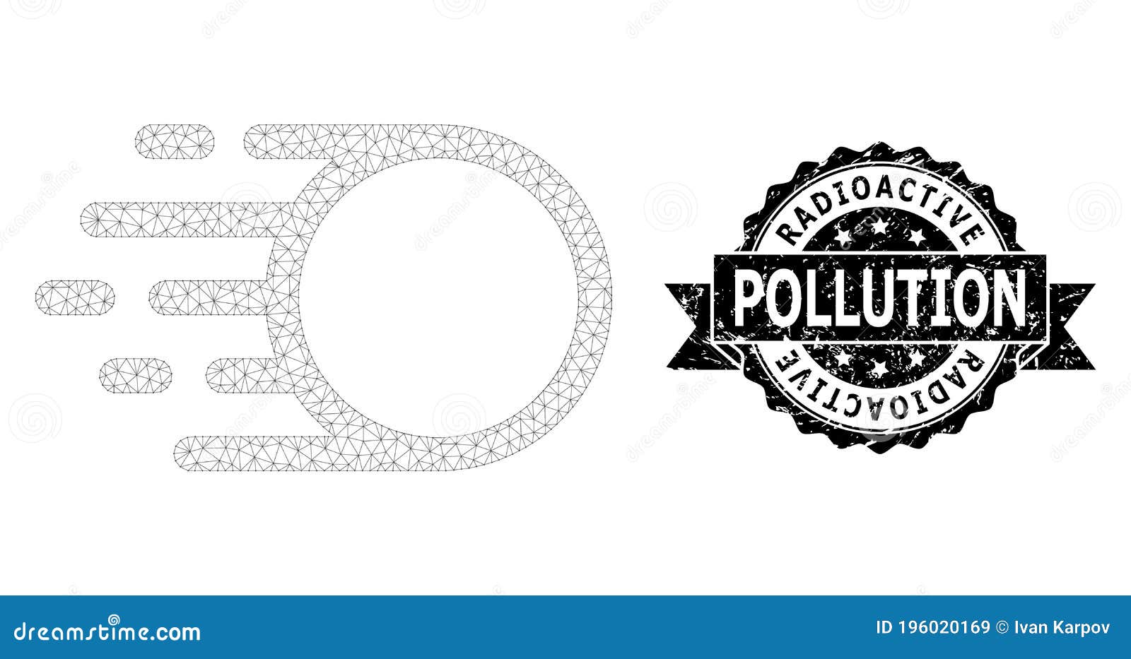 Scratched Radioactive Pollution Ribbon Stamp and Mesh Network Light ...