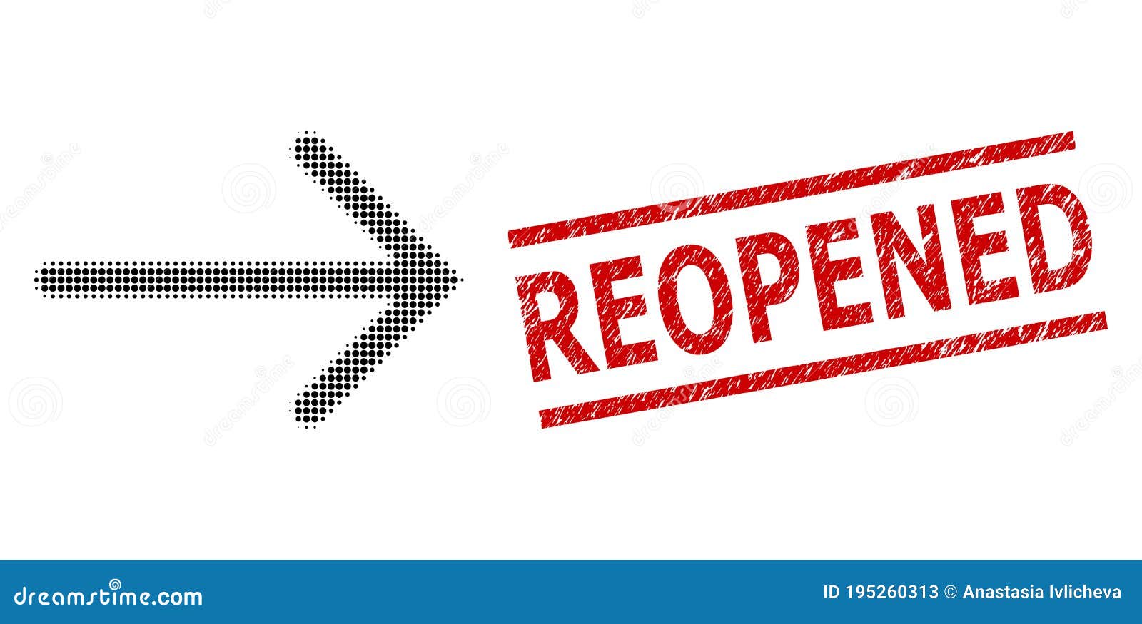Scratched Reopened Seal and Halftone Dotted Arrow Right Stock Vector ...