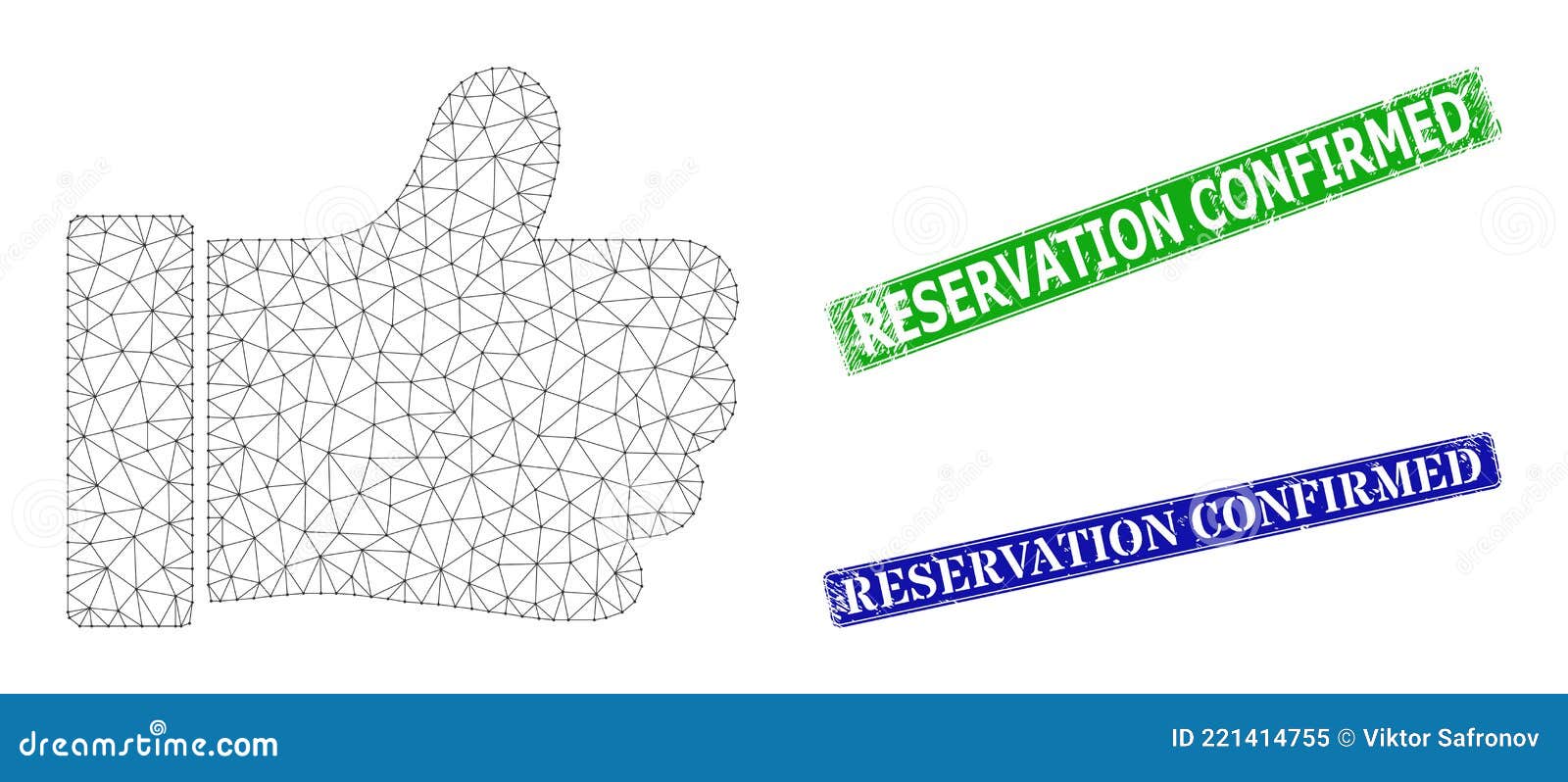 Scratched Reservation Confirmed Badges and Triangular Mesh Thumb Up ...