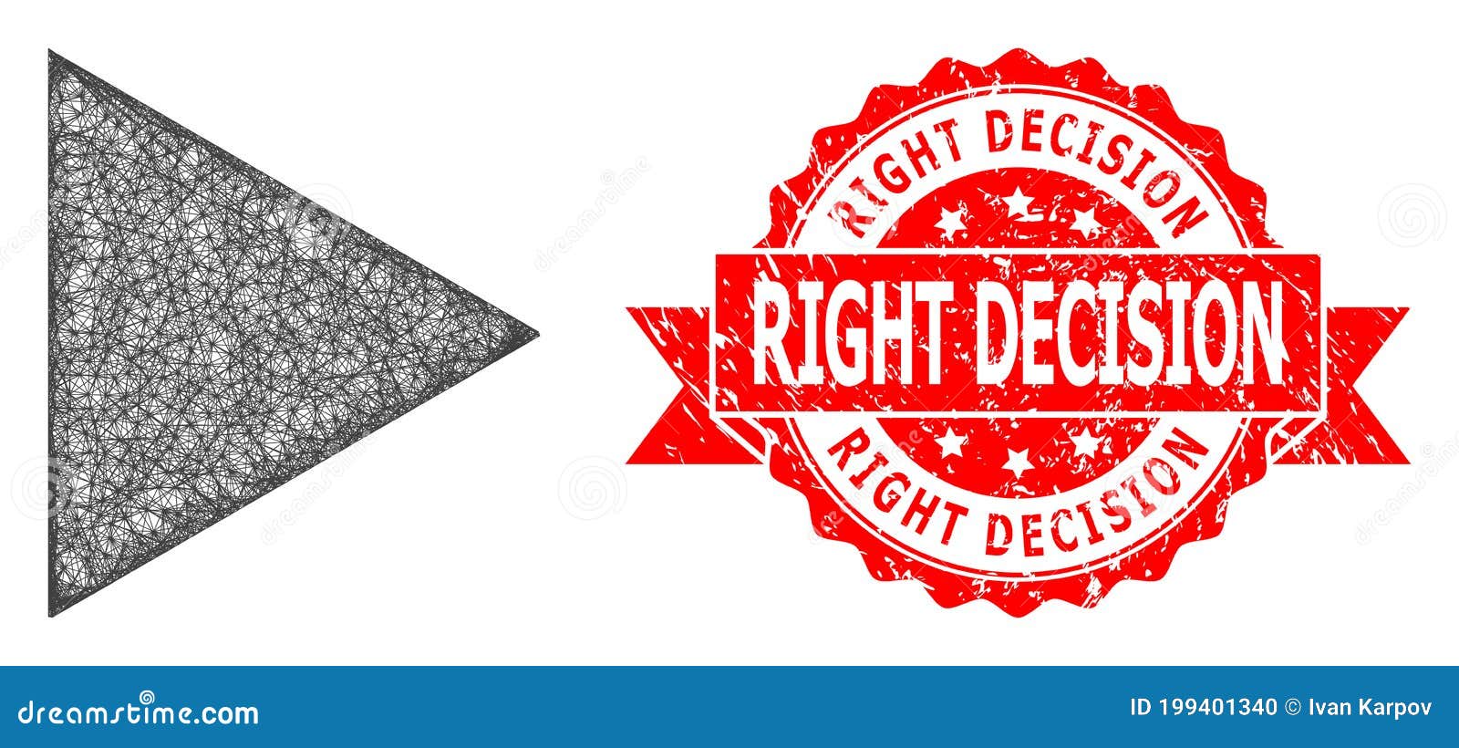 Scratched Right Decision Stamp Seal and Network Play Function Icon ...