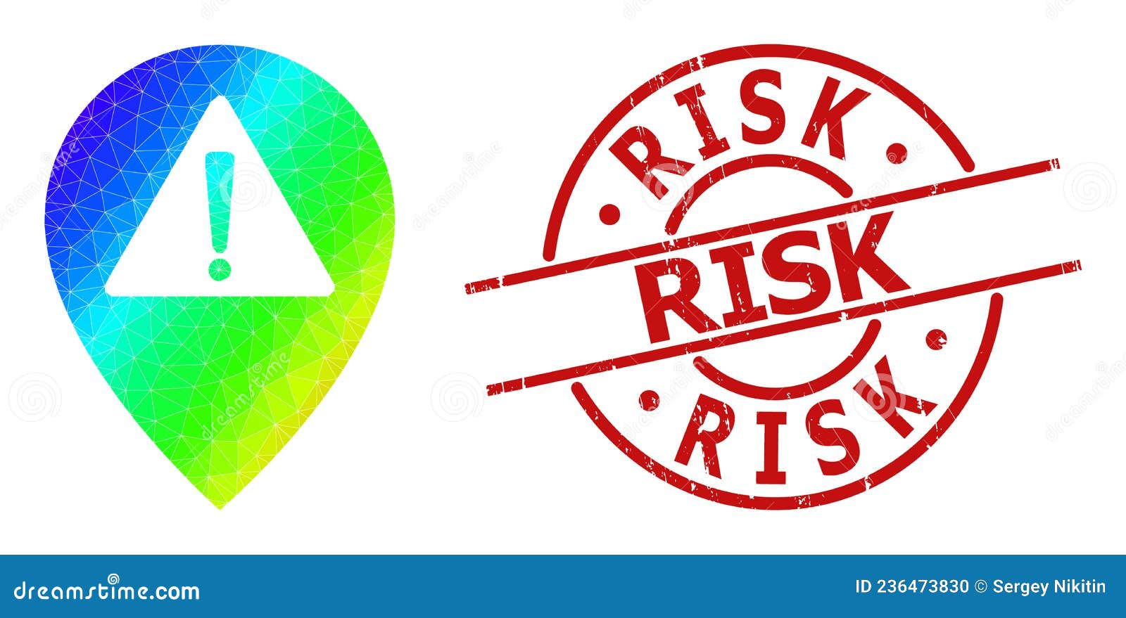 Scratched Risk Seal and Triangle Filled Rainbow Warning Map Pointer ... Scratched Risk Seal and Triangle Filled Rainbow Warning Map Pointer ...