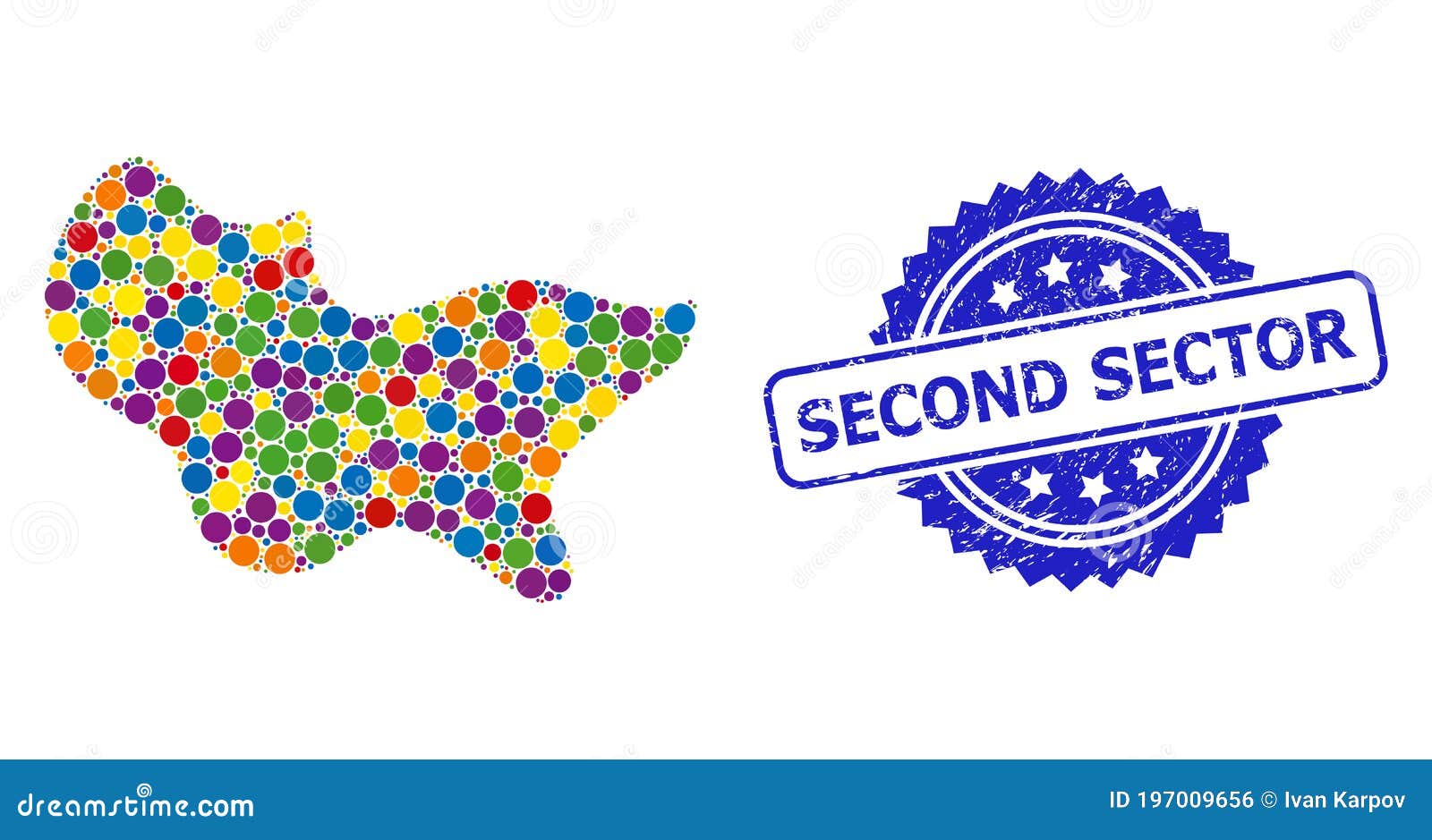 Scratched Second Sector Stamp and Multicolored Collage Spot Stock ...