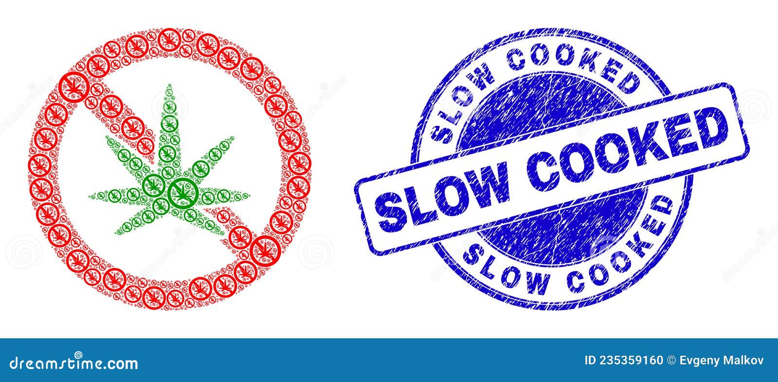 Scratched Slow Cooked Stamp And Stop Cannabis Recursion Composition Of