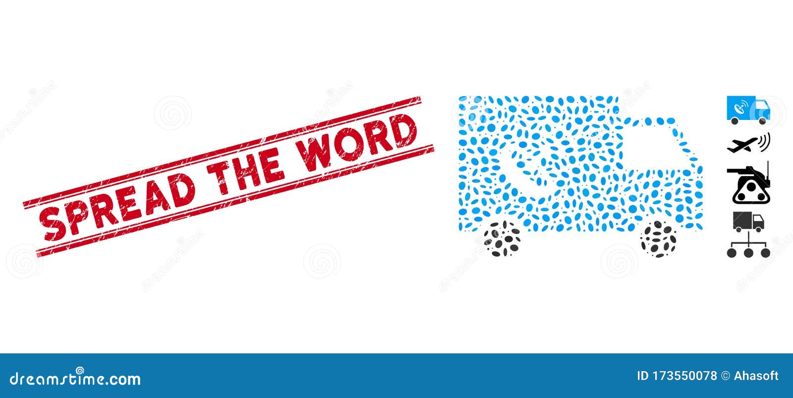 Scratched Spread the Word Line Stamp with Mosaic Remote Control Van ...