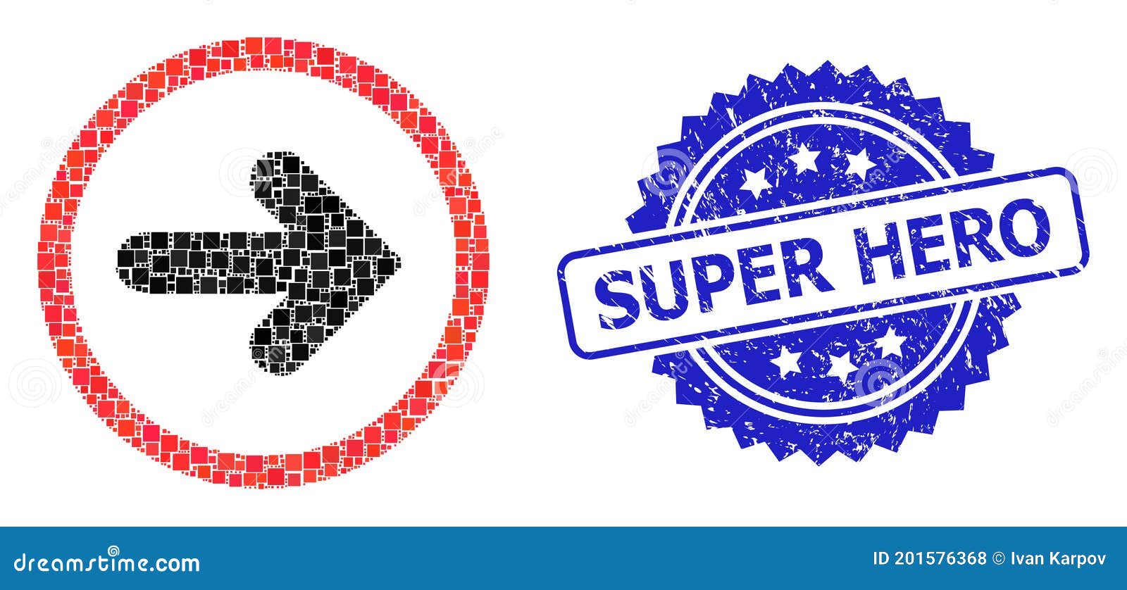 Scratched Super Hero Stamp Imitation and Square Dot Right Pointer ...