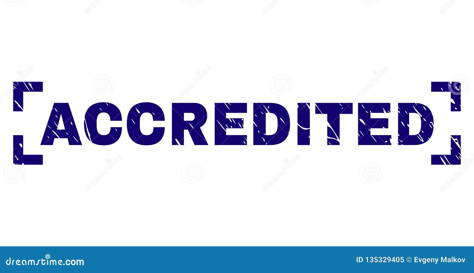 Scratched Textured Accredited Stamp Seal Inside Corners Stock Vector