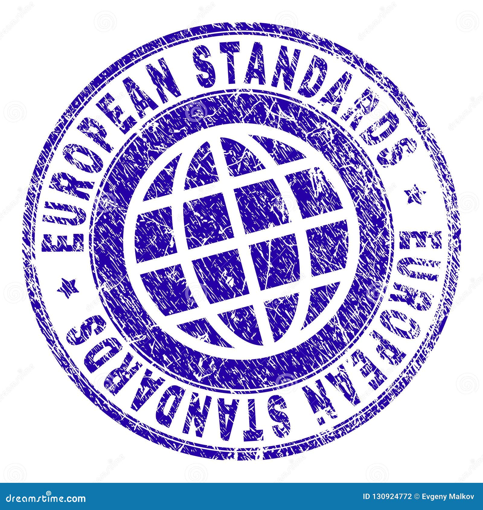 Scratched Textured European Standards Stamp Seal Stock Vector