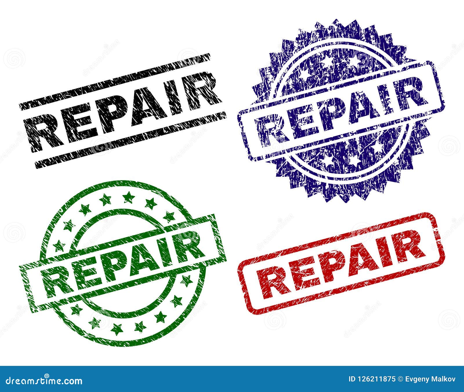 Scratched Textured Repair Seal Stamps Stock Vector Illustration Of
