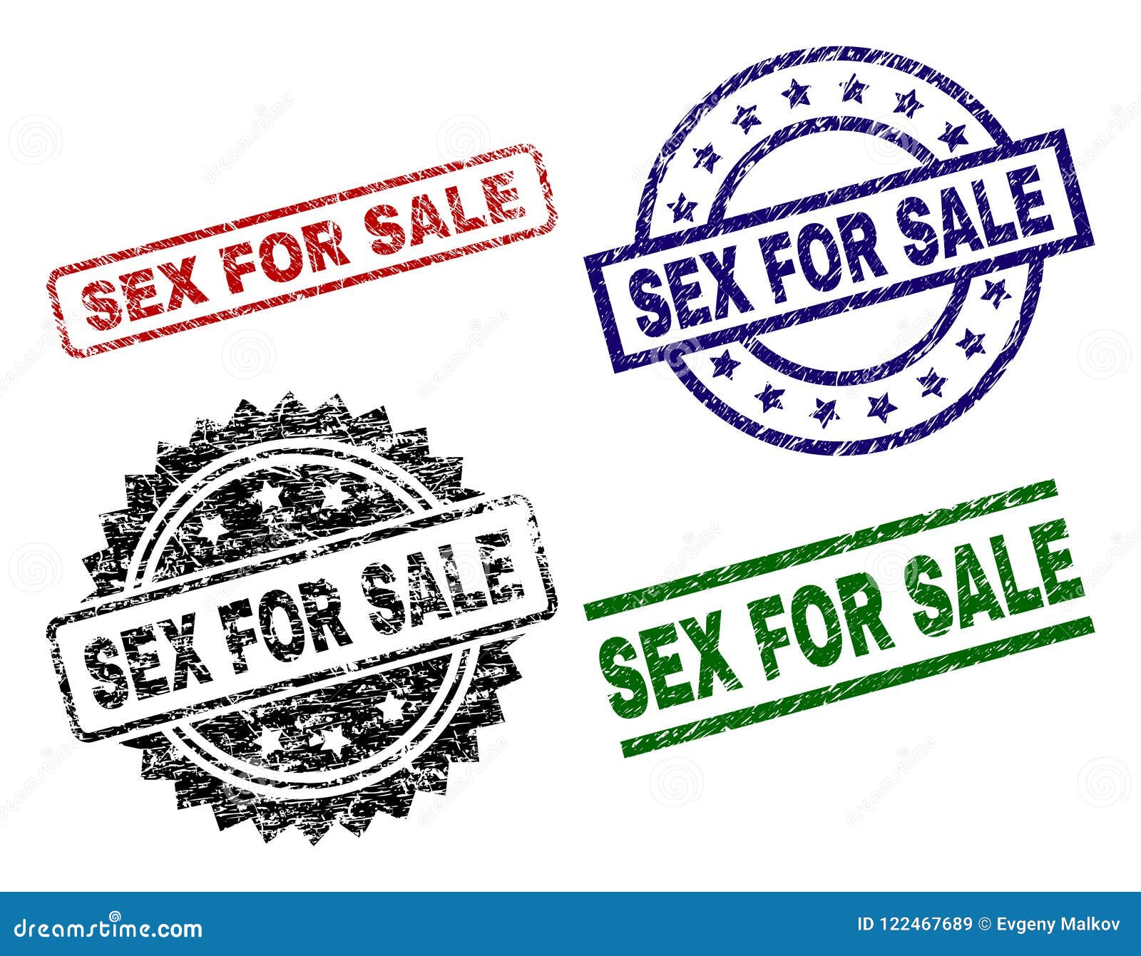 Scratched Textured Sex For Sale Seal Stamps Stock Vector Illustration