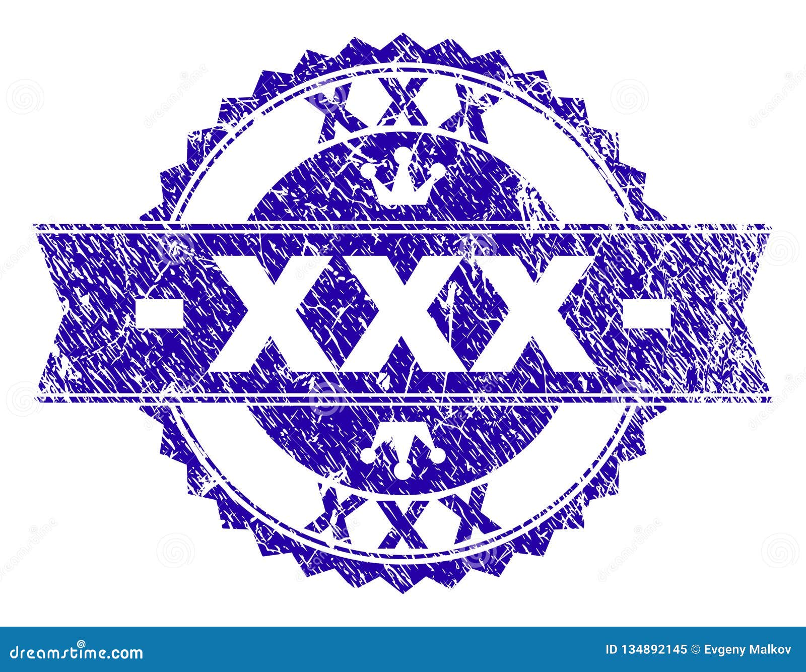 Scratched Textured Xxx Stamp Seal With Ribbon Stock Vector