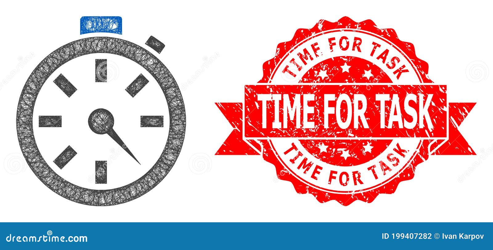 Scratched Time for Task Stamp Seal and Hatched Timer Icon Stock Vector ...