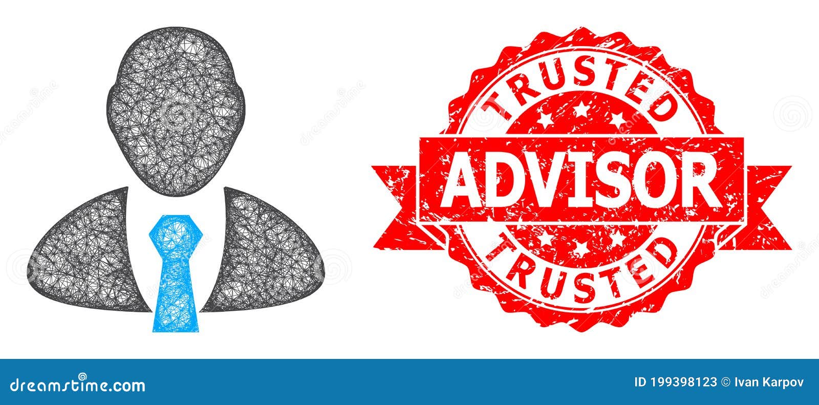 Scratched Trusted Advisor Stamp Seal and Net Manager Icon Stock Vector ...