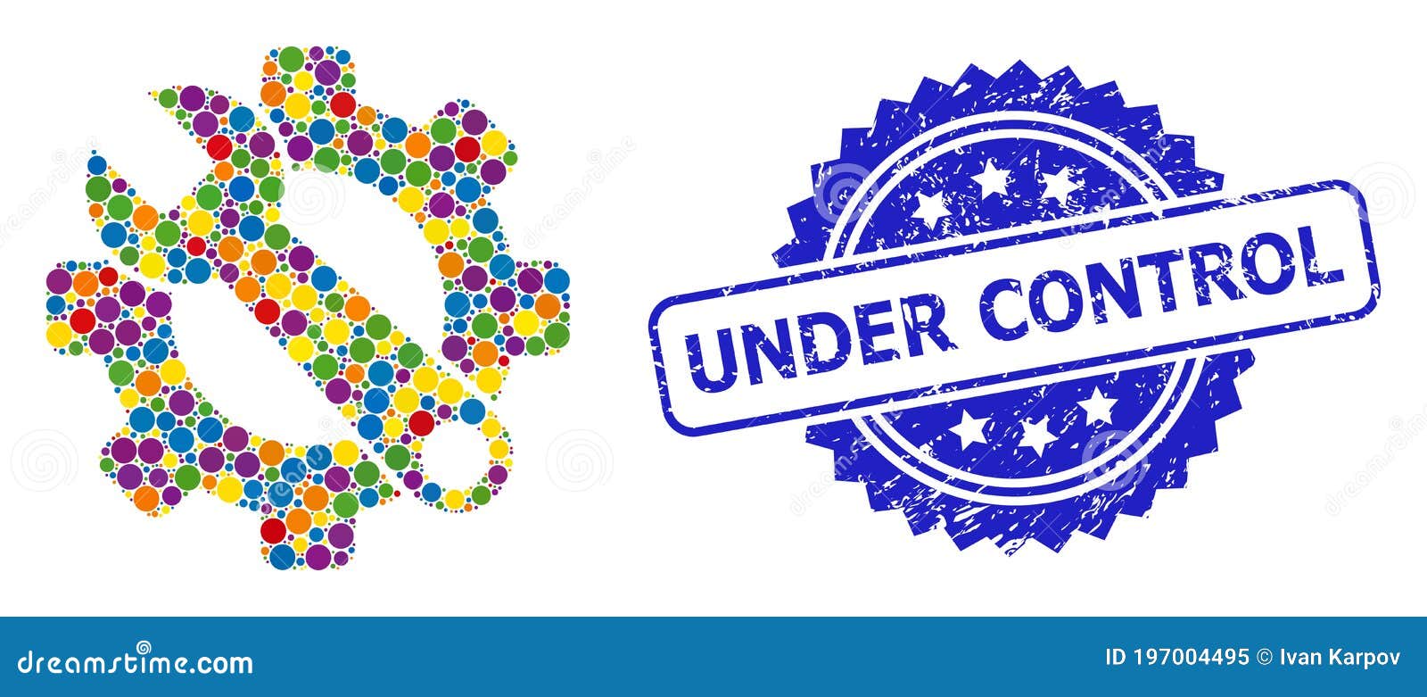 Scratched Under Control Stamp Seal and Multicolored Collage Service ...