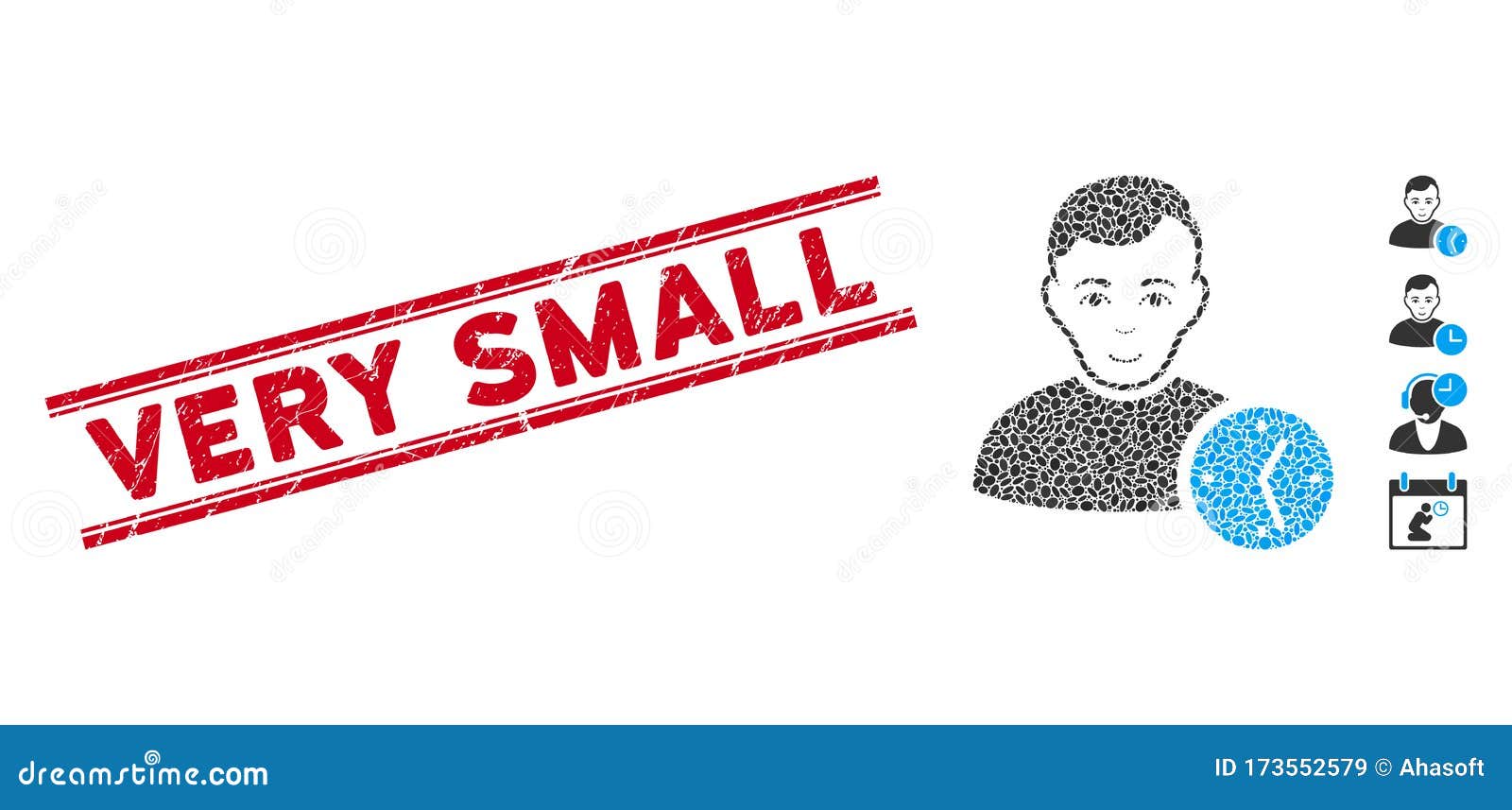 Scratched Very Small Line Stamp With Mosaic User Clock Icon Royalty ...