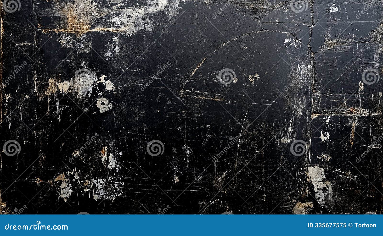 Scratched and Worn Black Surface with White and Brown Peeling Paint ...