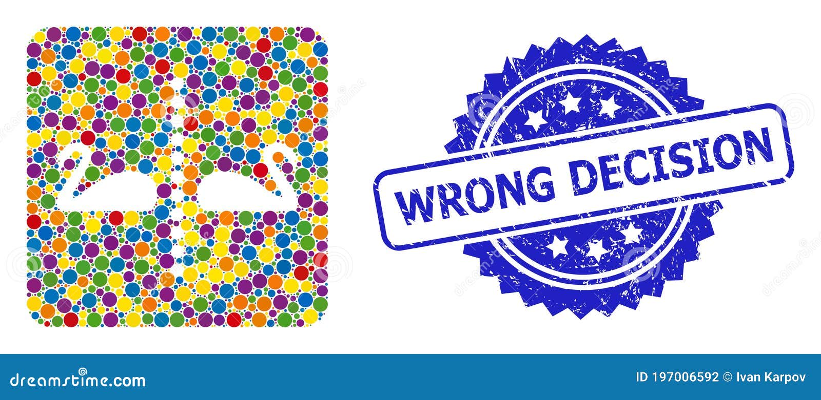 Scratched Wrong Decision Seal and Bright Colored Mosaic Separate Swans ...