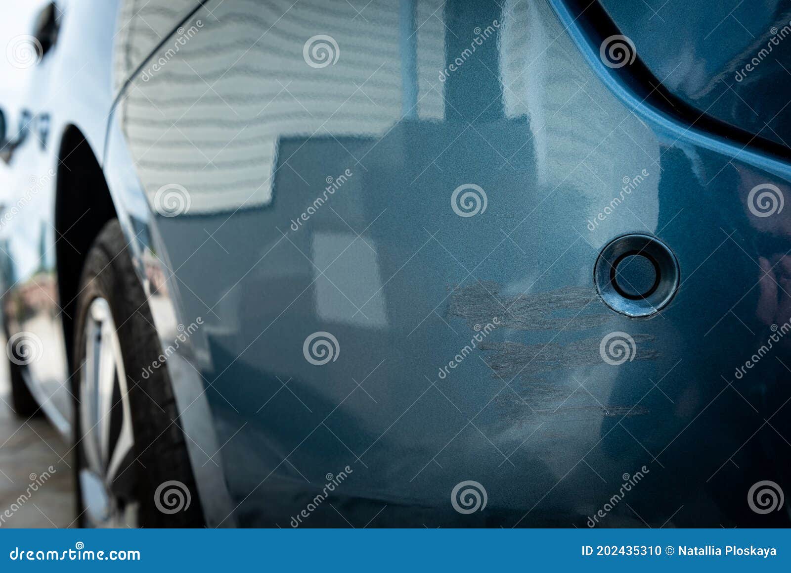 Scratches on Blue Car Bumper. Stock Photo - Image of dangerous, drink ...