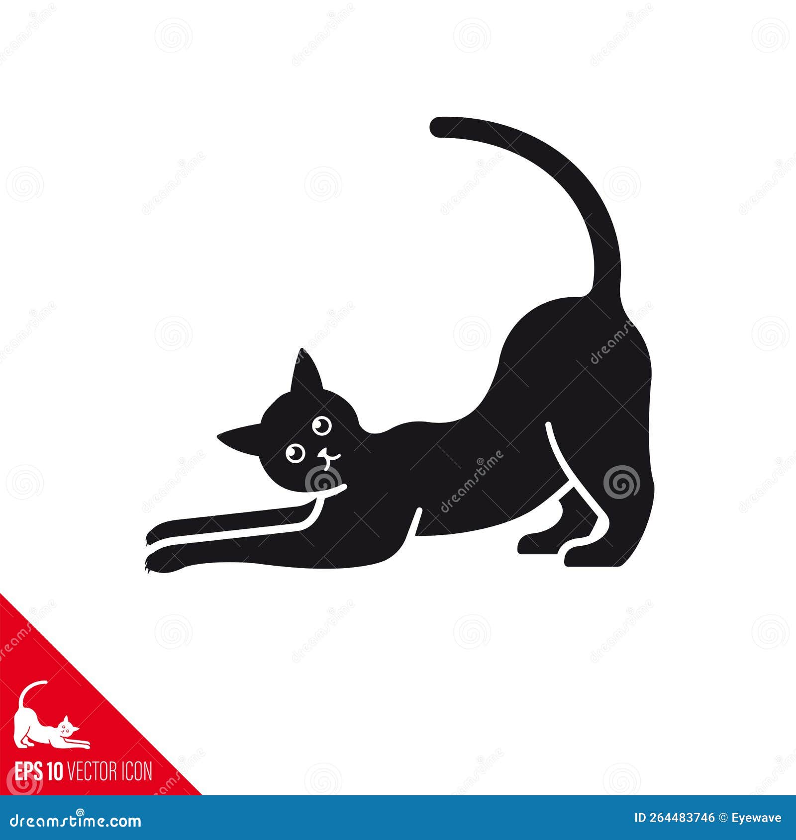 Scratching Cat Vector Glyph Icon Stock Vector - Illustration of icon ...