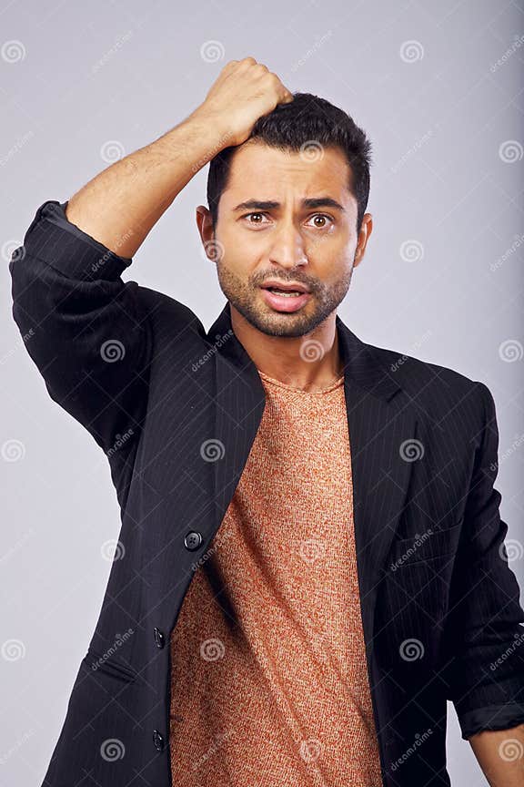 Scratching My Head in Confusion Stock Image - Image of adult, alone ...