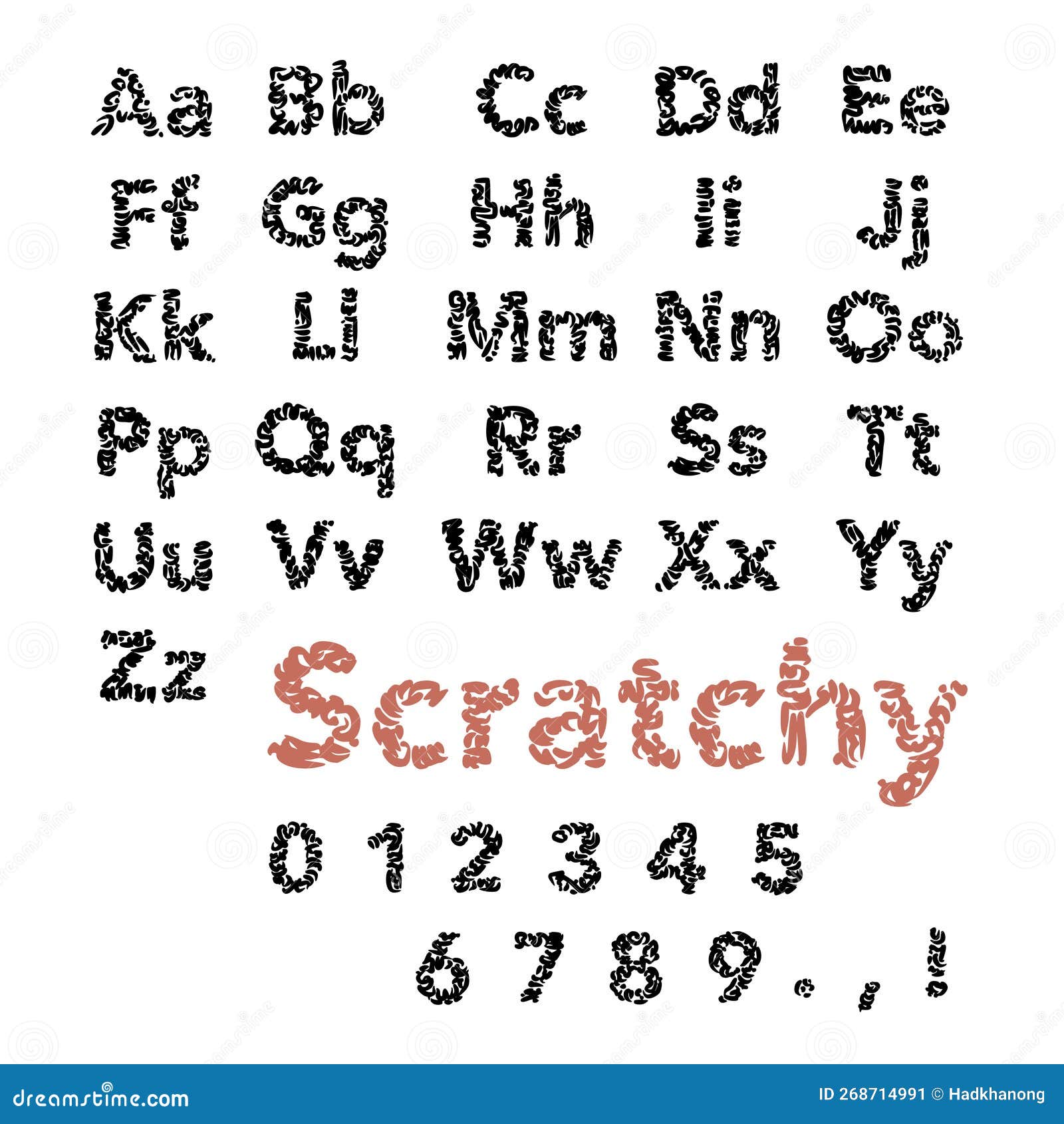 Scratchy font Alphabet stock vector. Illustration of sign - 268714991