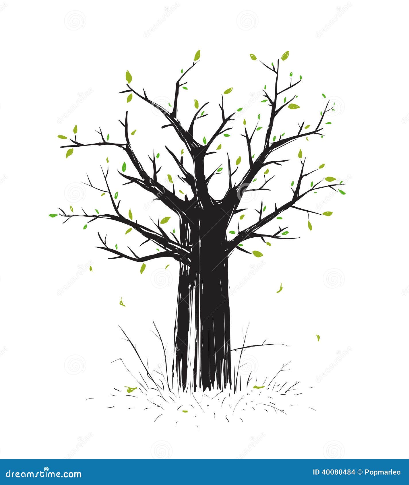 Scratchy Scribble Tree in Black Silhouette Stock Vector - Illustration ...