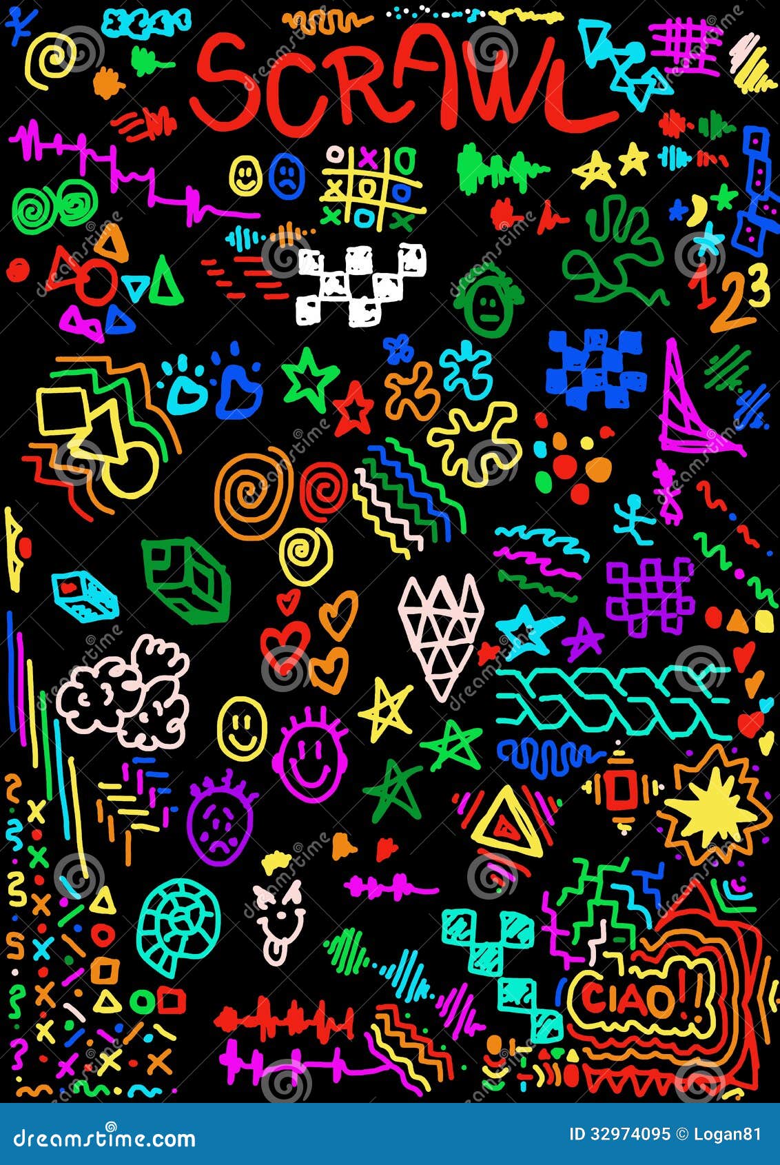 Scrawl stock illustration. Illustration of colorful, squiggle - 32974095