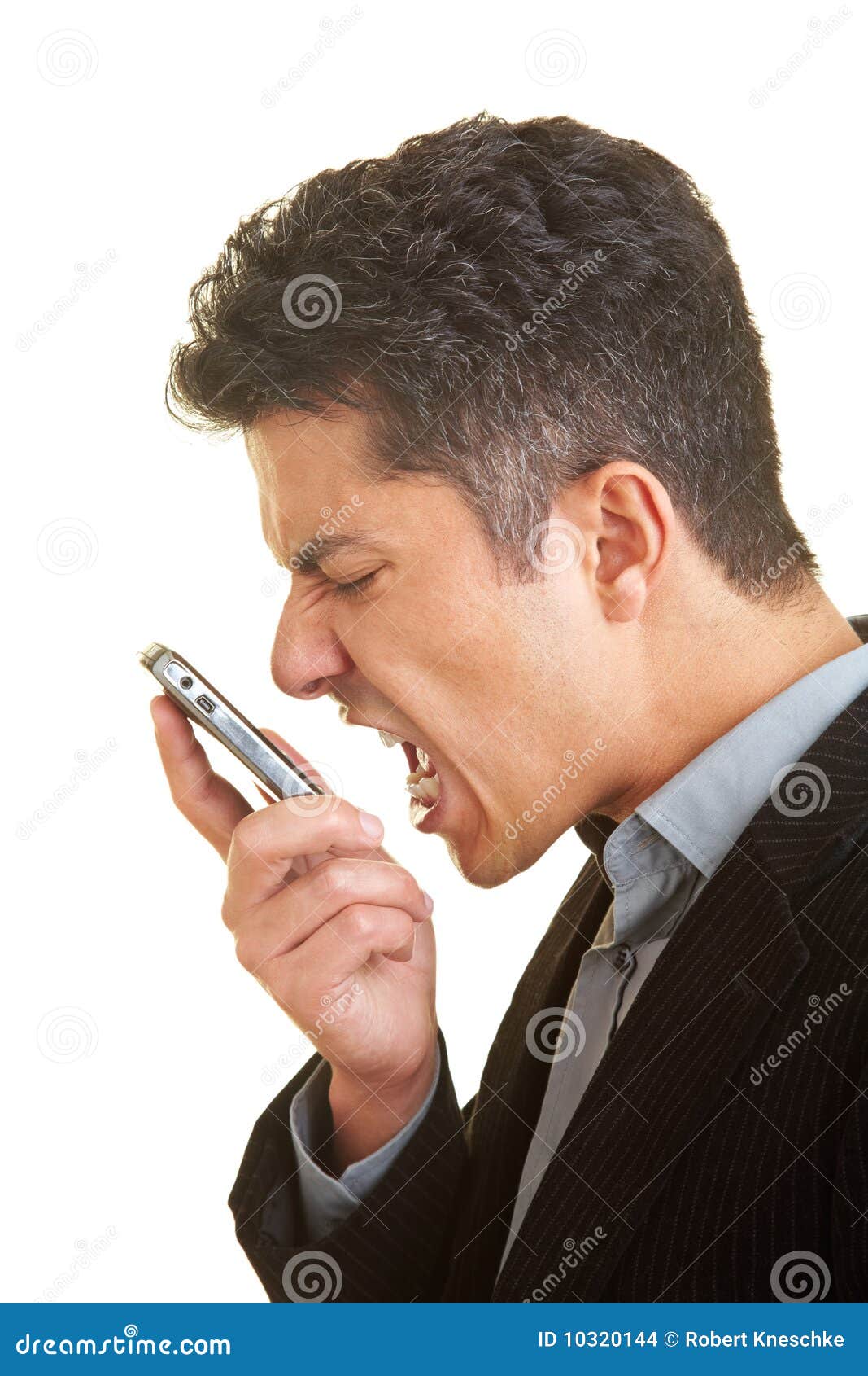 Scream in cell phone stock photo. Image of anger, person - 10320144