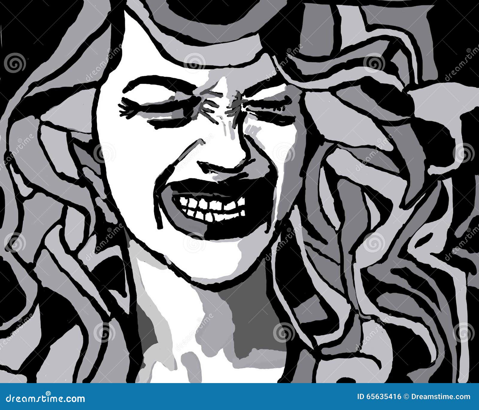 Scream stock illustration. Illustration of emotion, portrait - 65635416