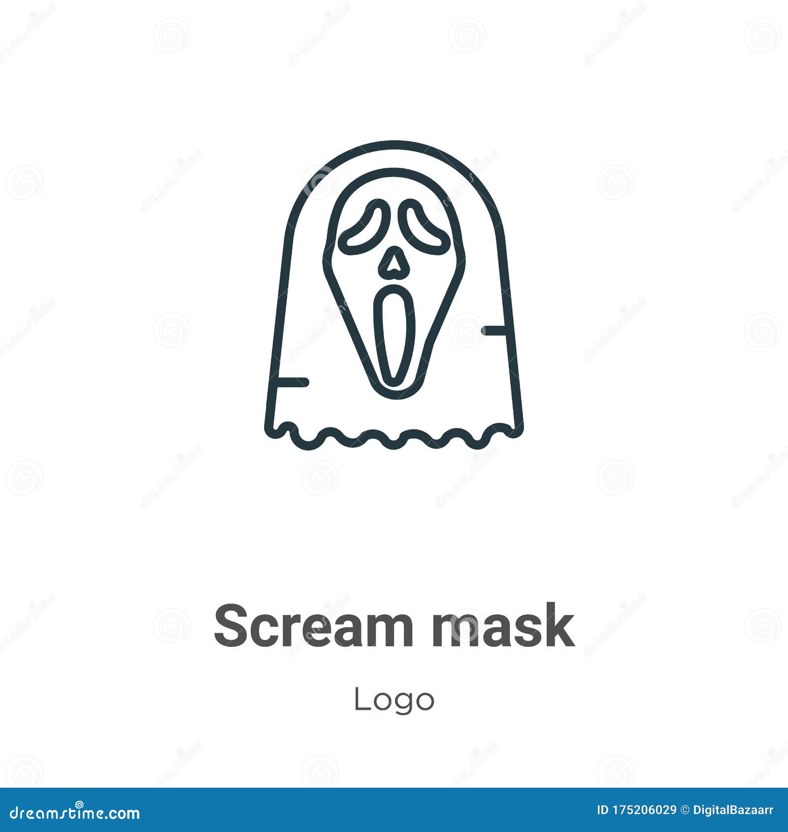 Scream Mask Outline Vector Icon. Thin Line Black Scream Mask Icon, Flat ...
