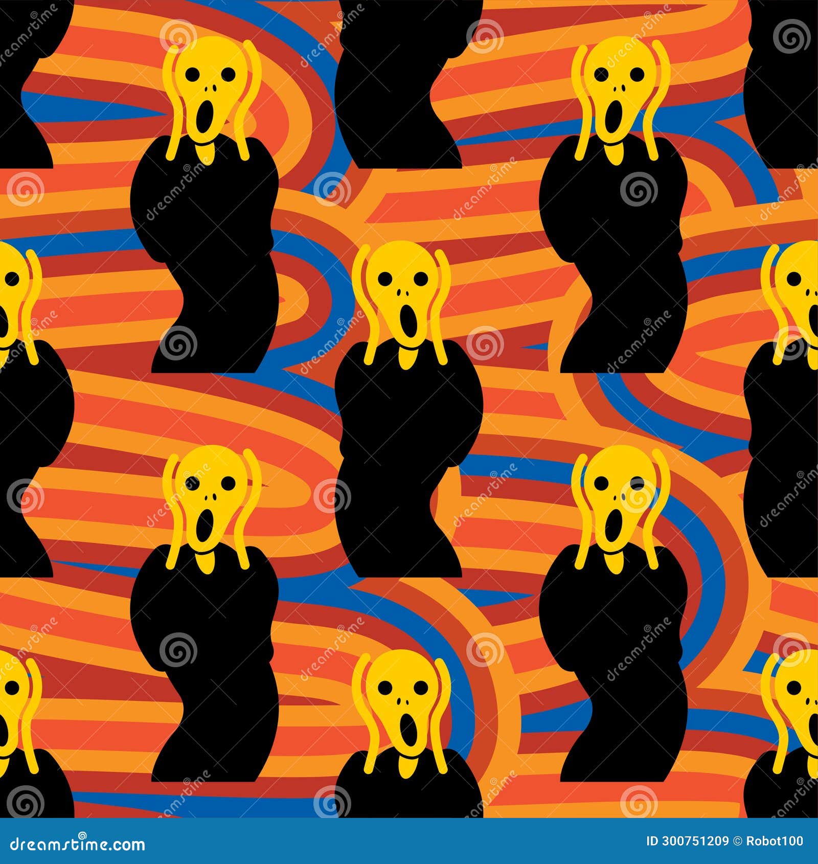 Scream Munch Pattern Seamless. Man is Scared and Screaming Background ...