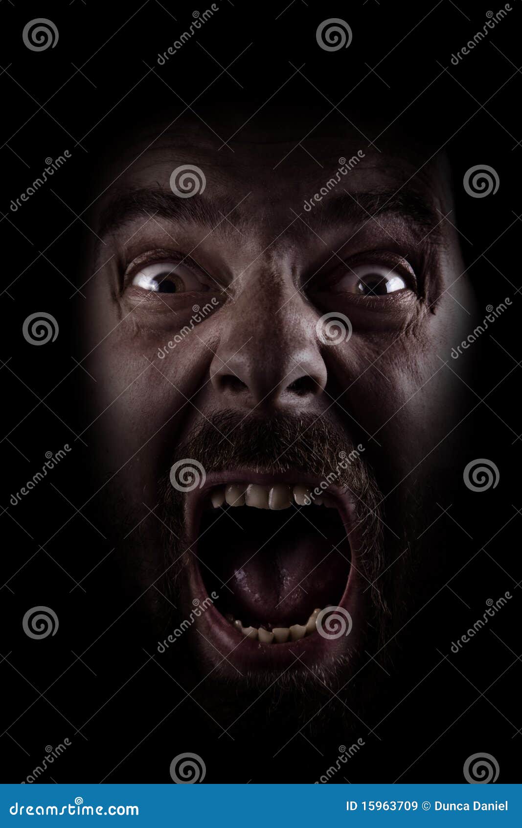 Scream of Scared Spooky Man in Dark Stock Image - Image of human ...