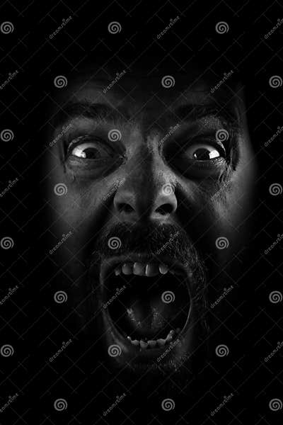 Scream of Spooky Scared Crazy Man Stock Photo - Image of people, evil ...