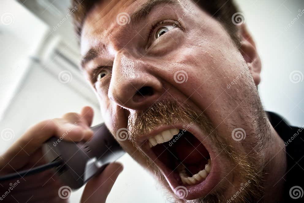 Scream of Stressed Man at Phone Stock Image - Image of fierce, pressure ...