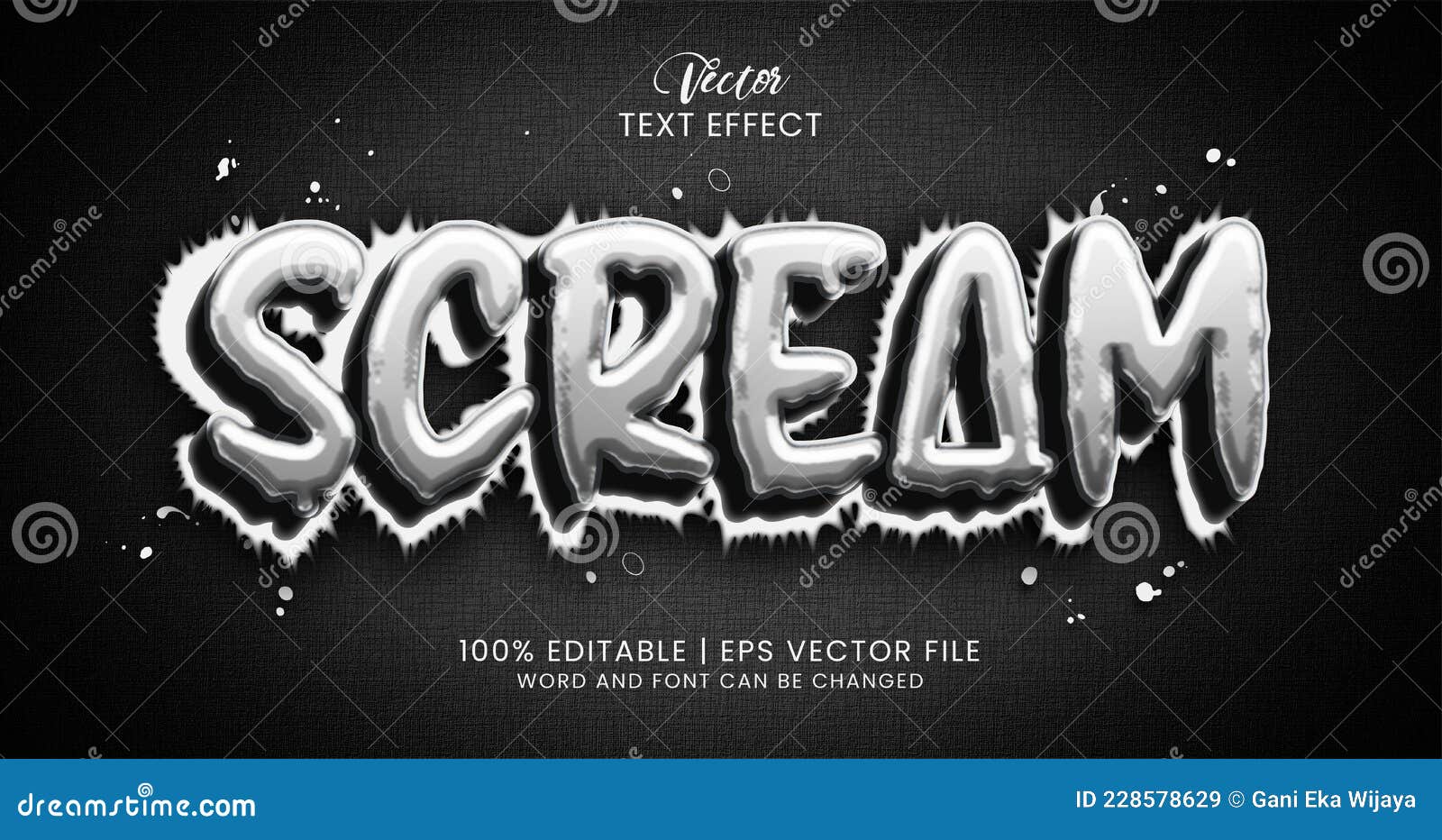 Scream Text Editable Text Effect Style Template Stock Vector ...