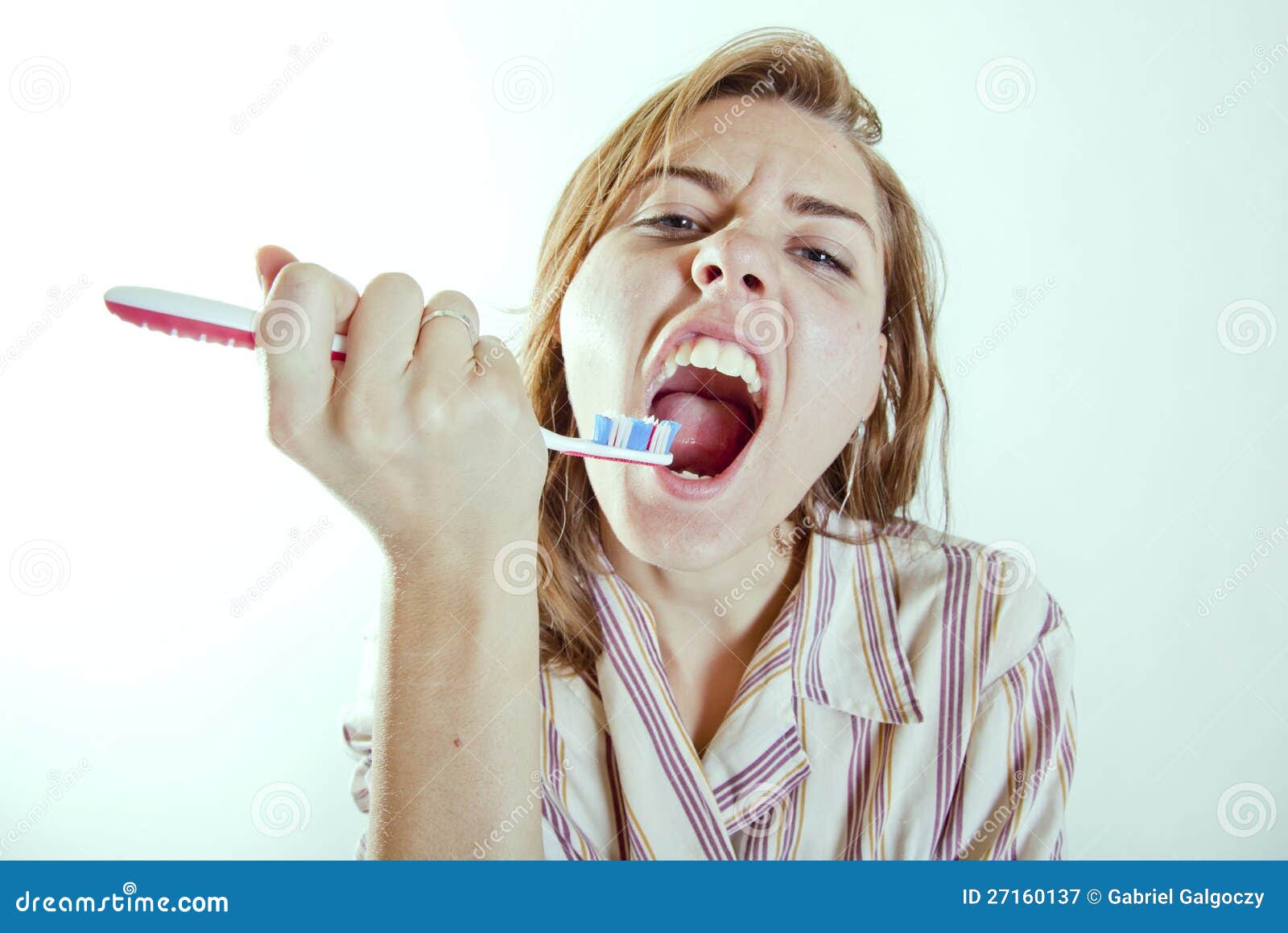 Scream and tooth brush stock image. Image of adult, blond - 27160137
