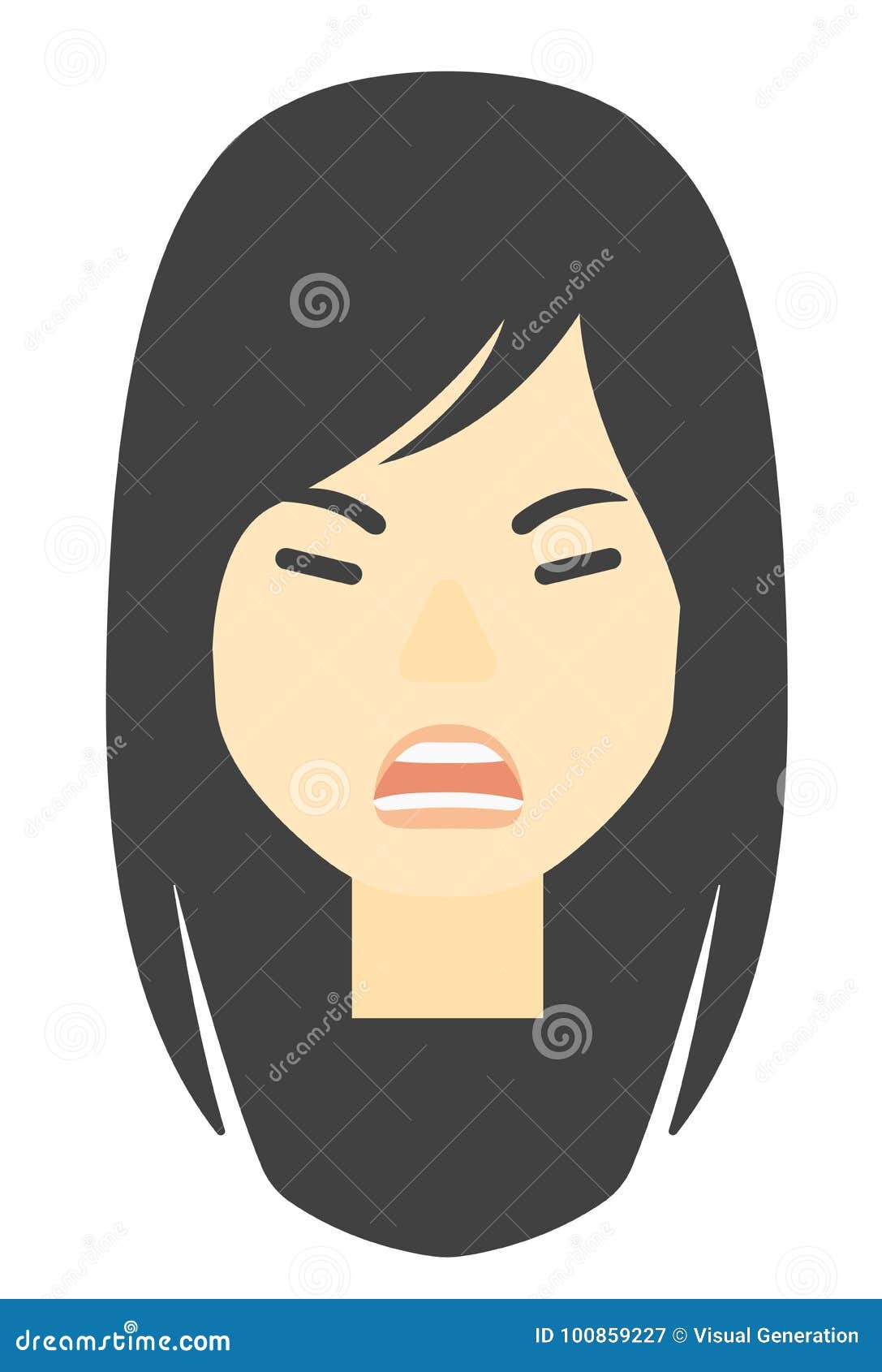 Aggressive Woman Screams Vector Cartoon Isolated Art On White