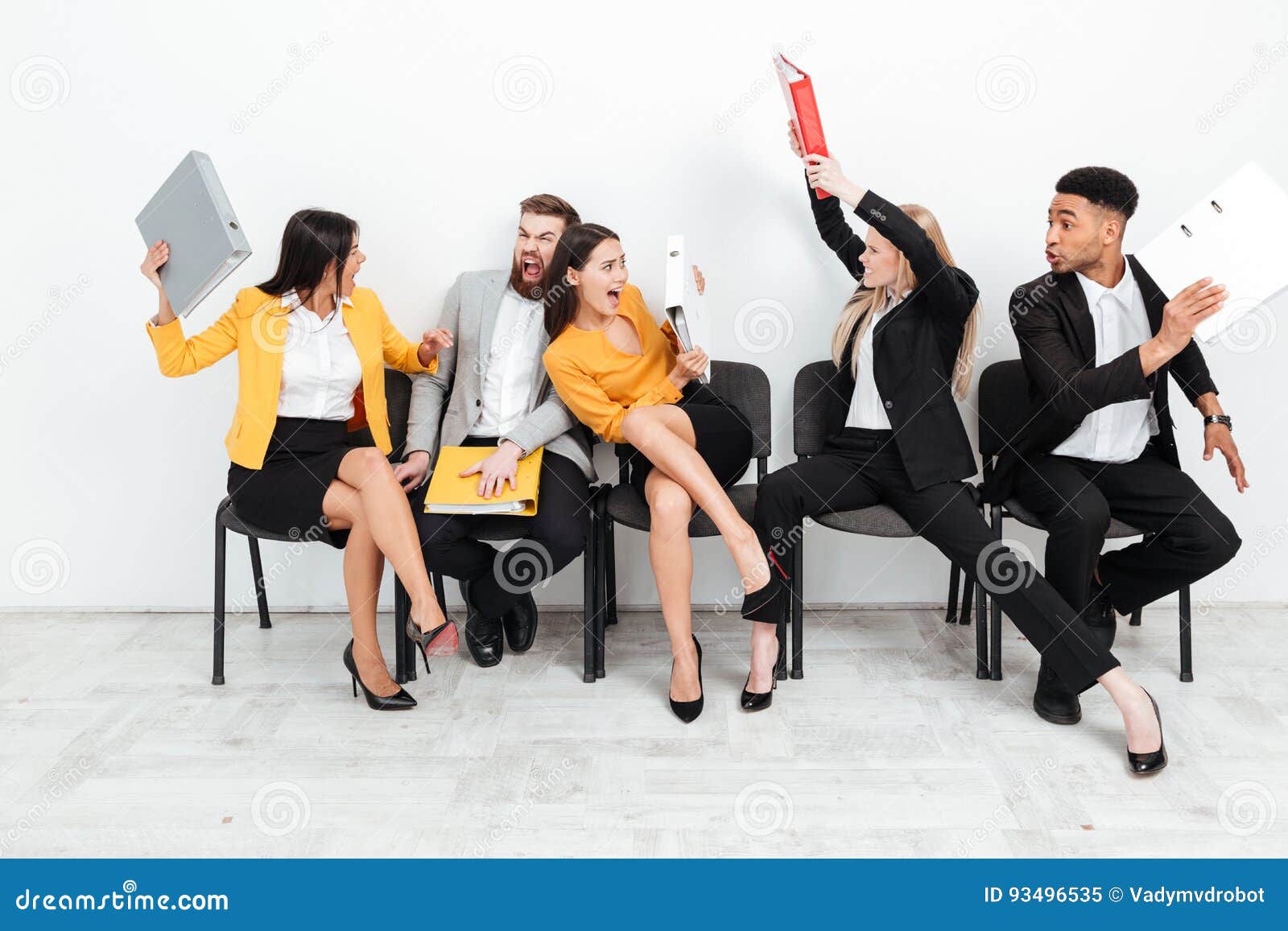 Screaming Angry Colleagues Fighting with Folders Stock Image - Image of ...